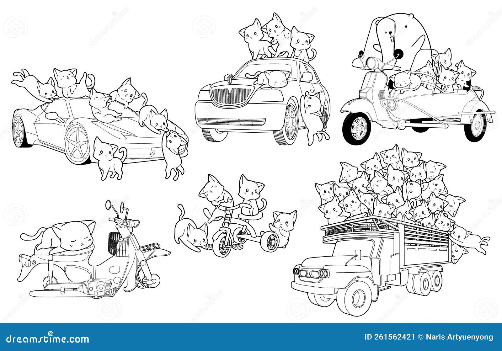 Hand Drawn Adorable Cartoon Collection Stock Vector - Illustration of ...