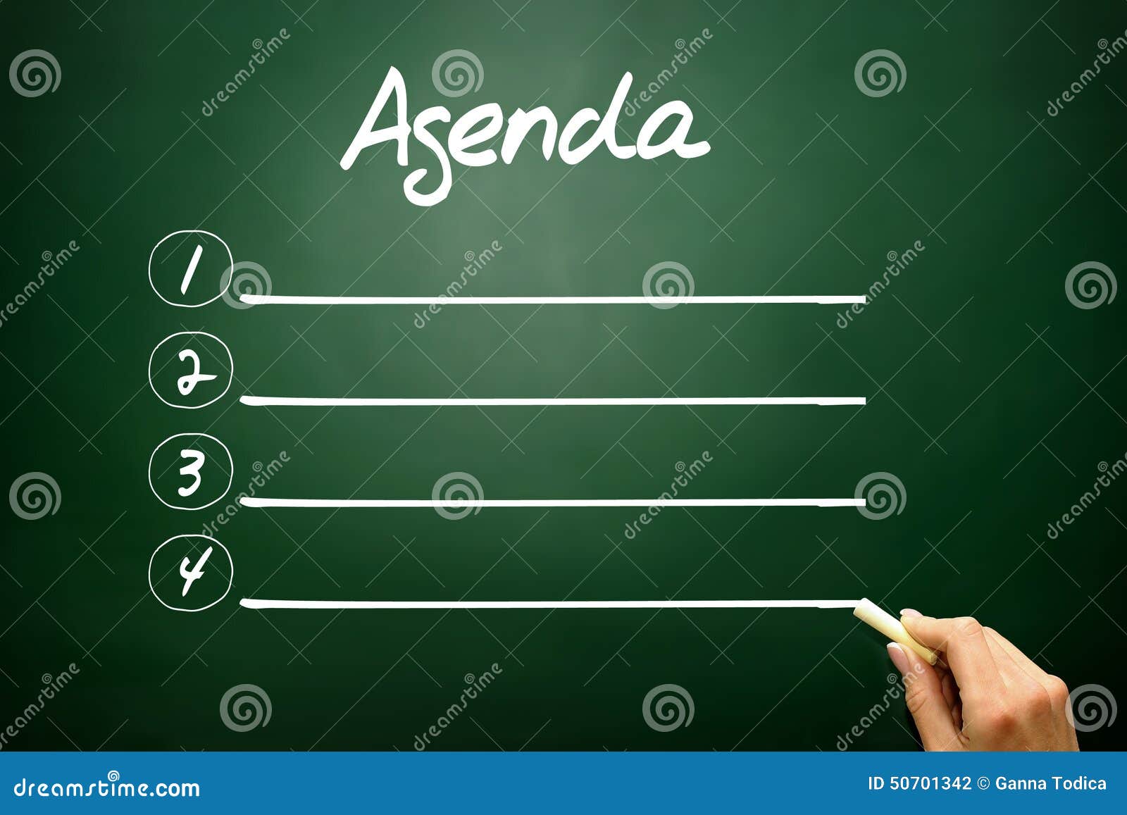 Hand Drawn AGENDA Concept, Blank on Blackboard Stock Photo - Image of ...
