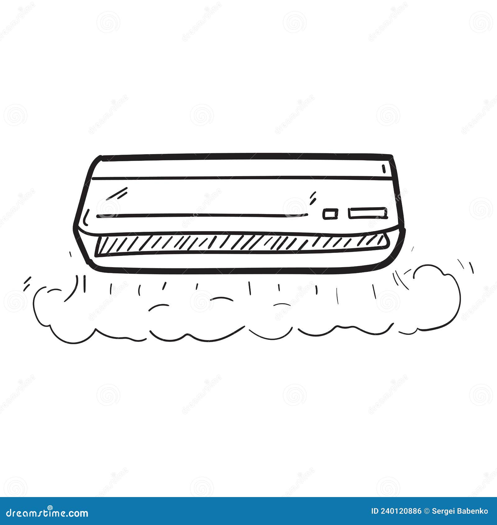 Hand Drawn Air Conditioner Icon in Doodle Style Isolated Stock Vector ...