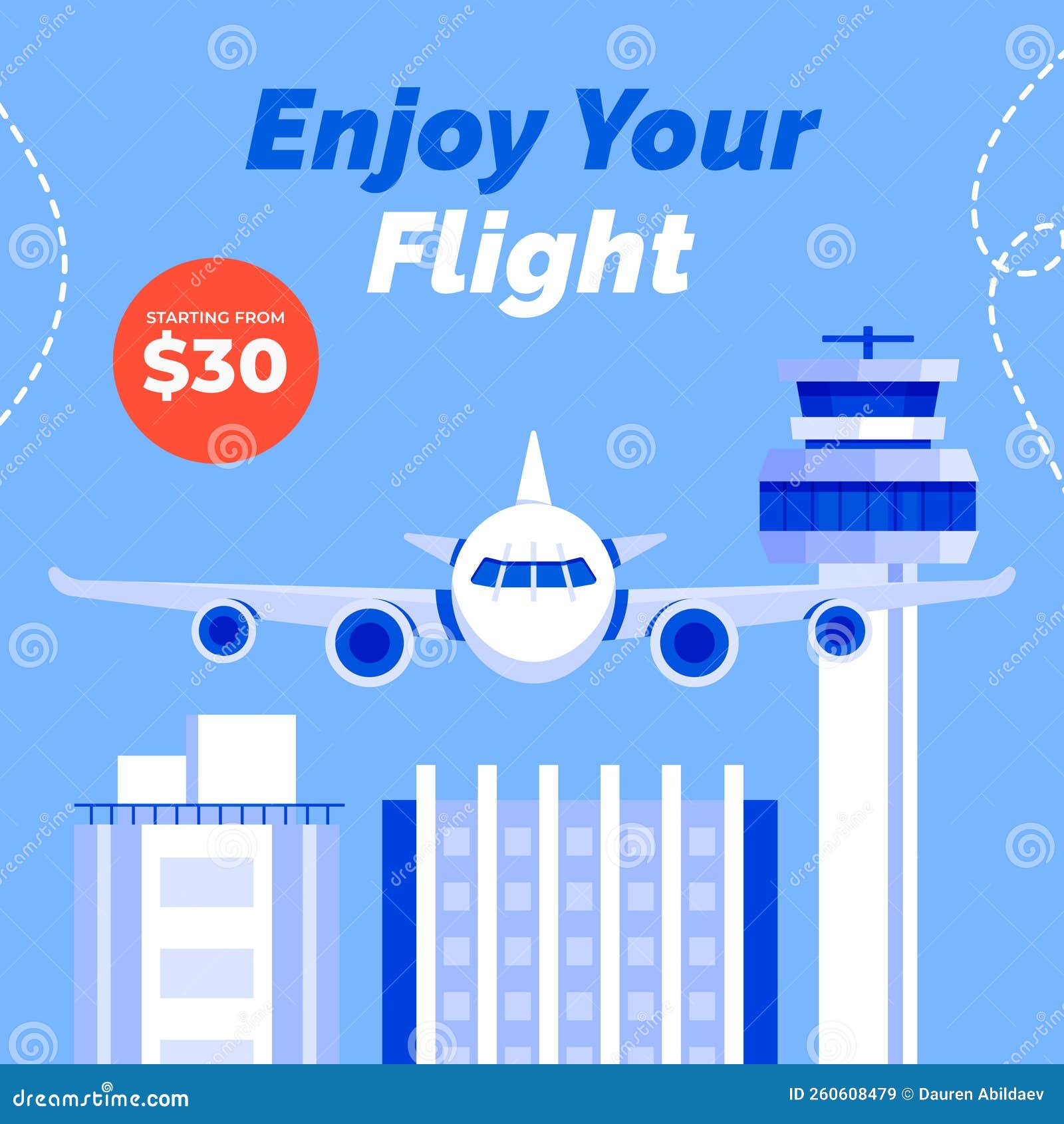 Hand Drawn Airline Company Post Vector Illustration. Stock Vector ...