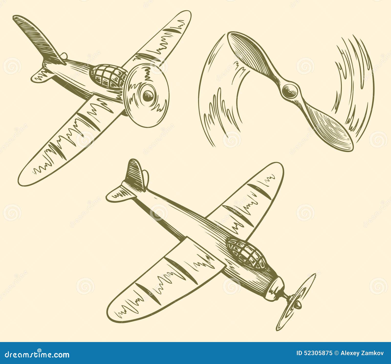 Hand Drawn Airplanes in the Sky Stock Vector - Illustration of ...