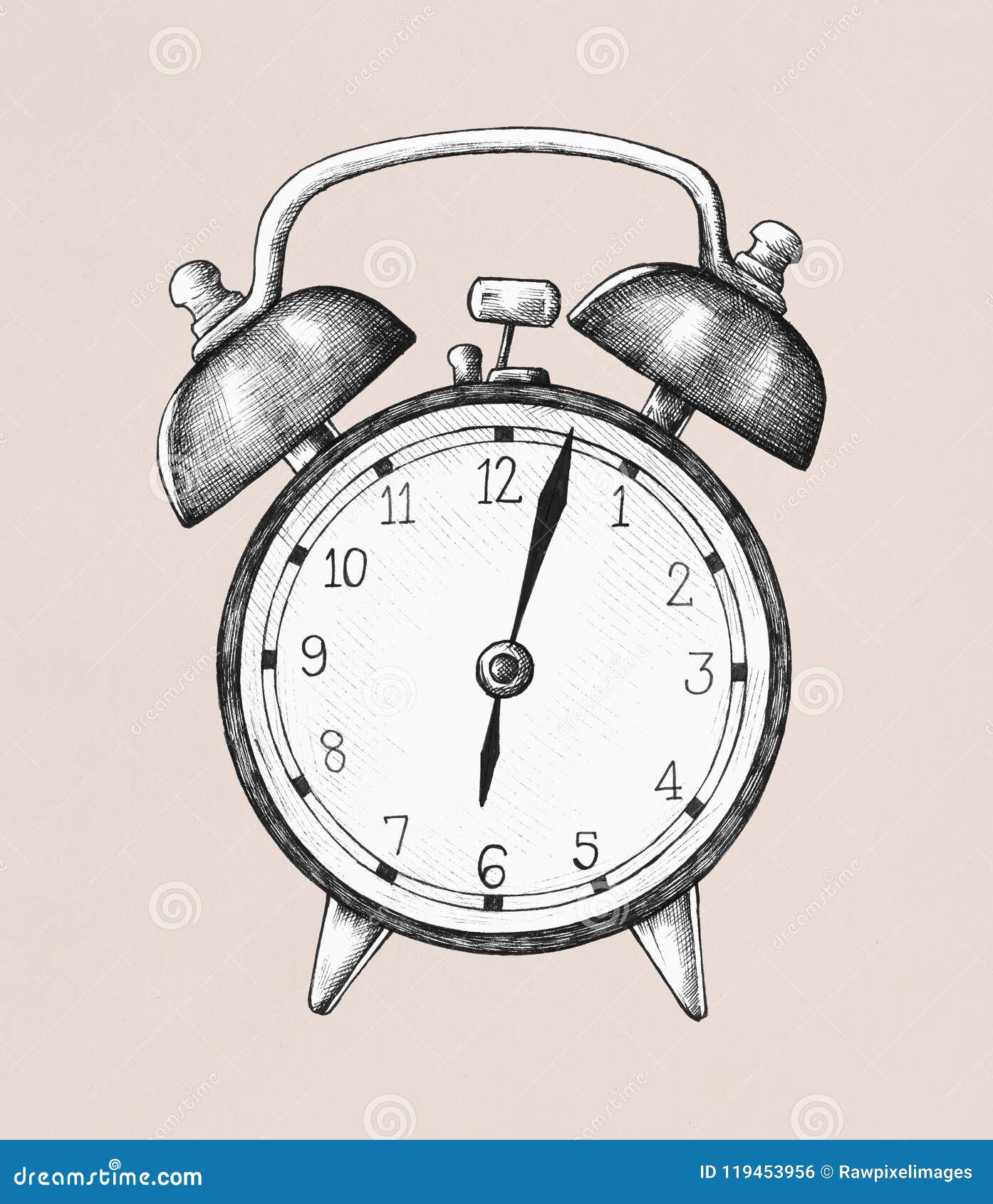 Hand-drawn Alarm Clock Illustration Stock Illustration - Illustration ...