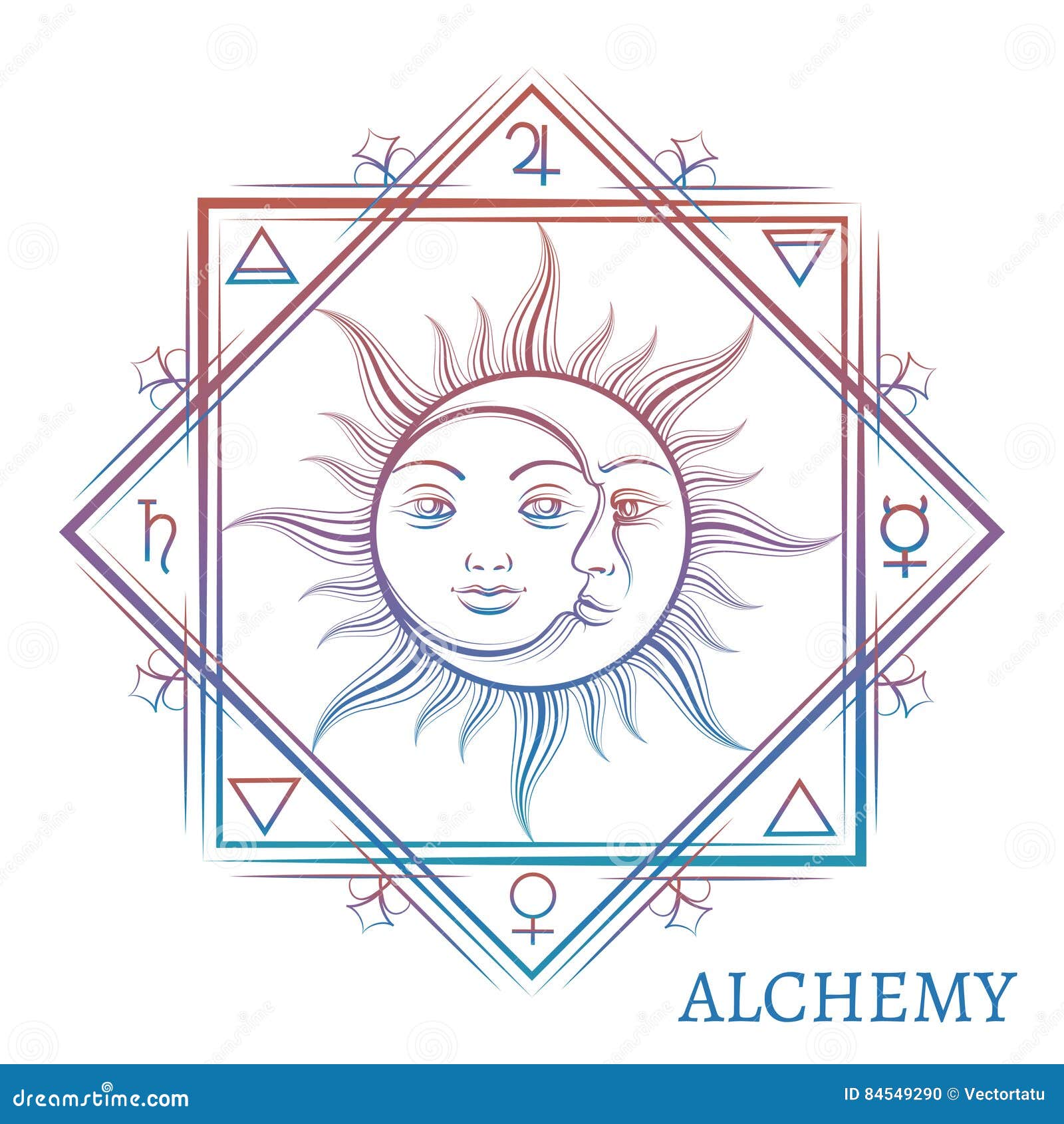Alchemy Symbol Of Sun - Vector Illustration Stylized As Engraving ...