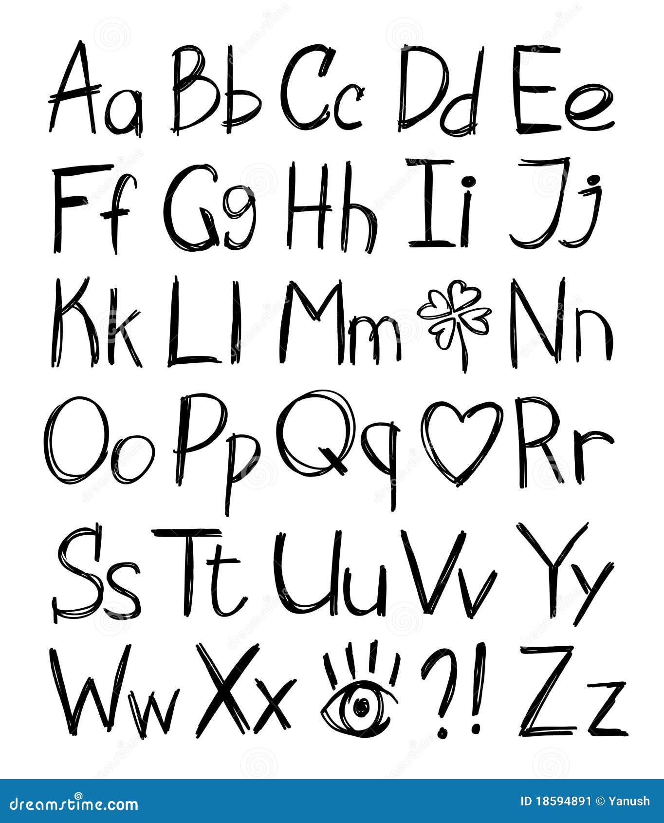 Hand drawn alphabet stock vector. Illustration of isolated - 18594891