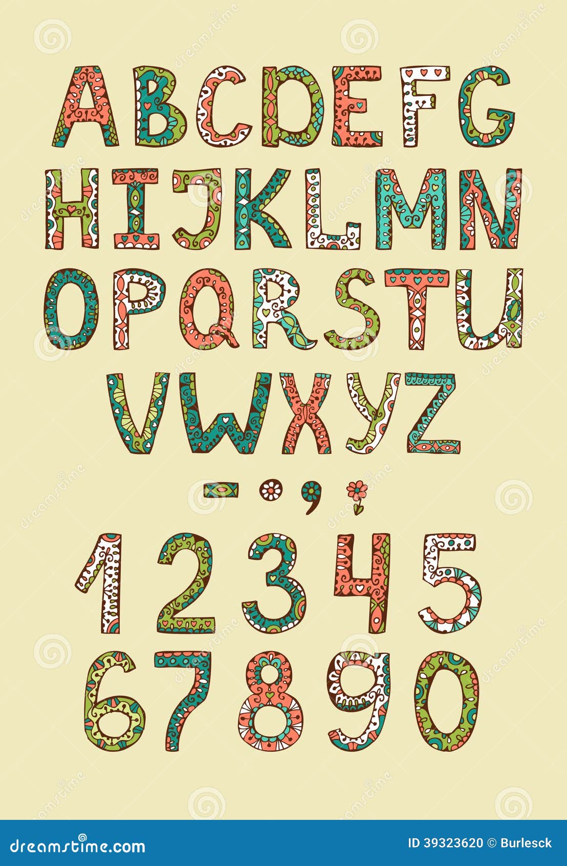 Hand Drawn Alphabet ABS Letters Stock Vector - Illustration of ornament ...