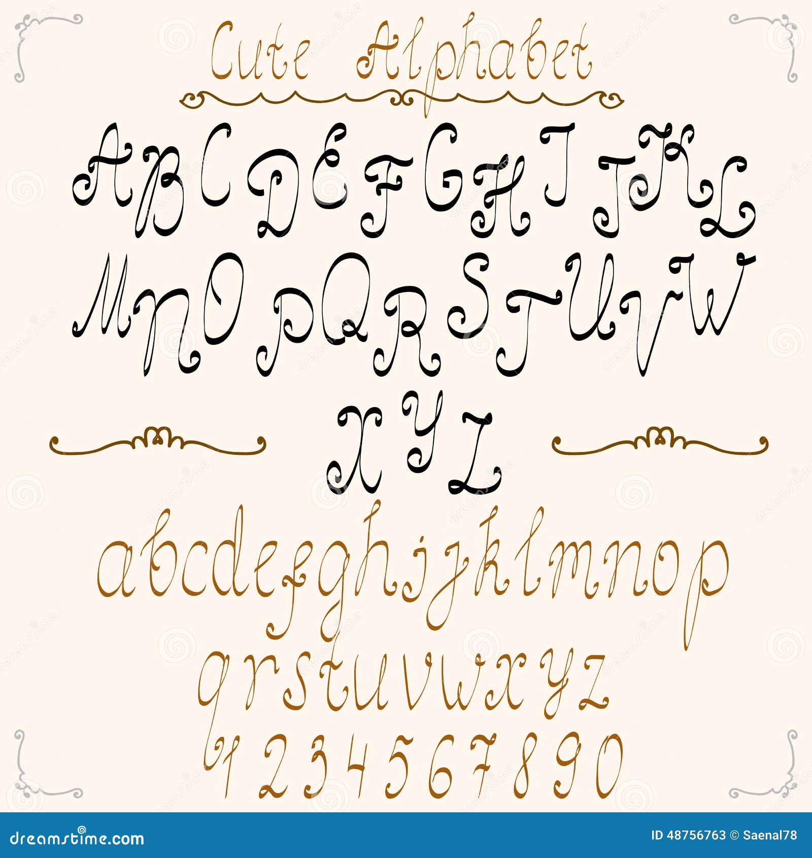 Hand Drawn Alphabet with Calligraphic Elements Stock Vector ...