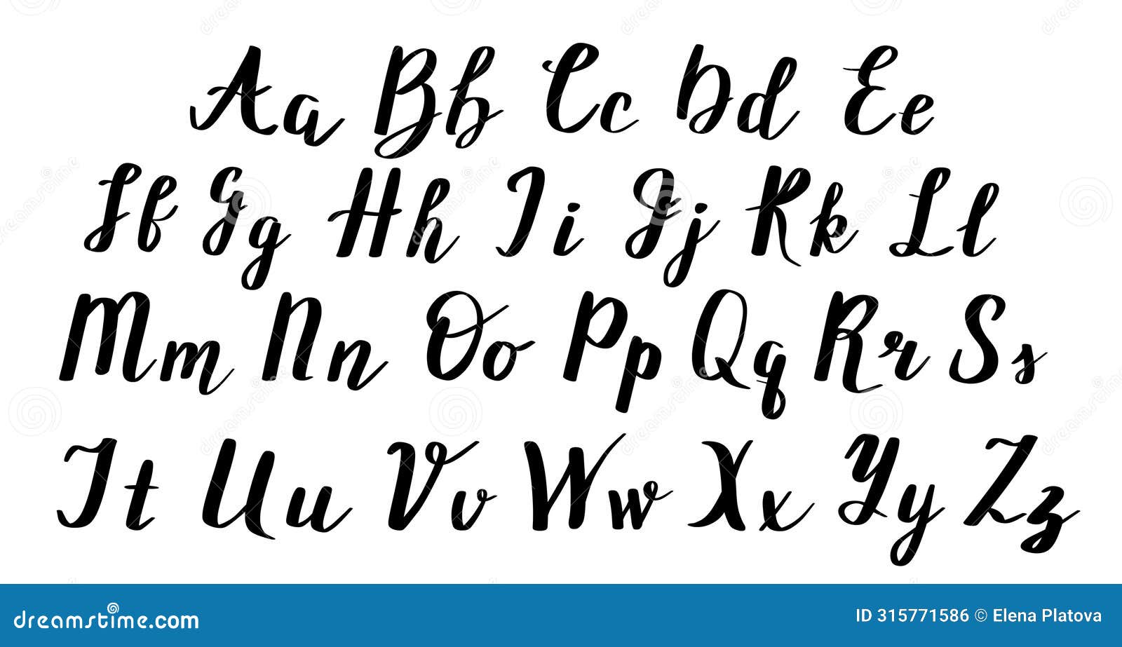 Hand Drawn Alphabet with Capital Letters. Stock Vector - Illustration ...