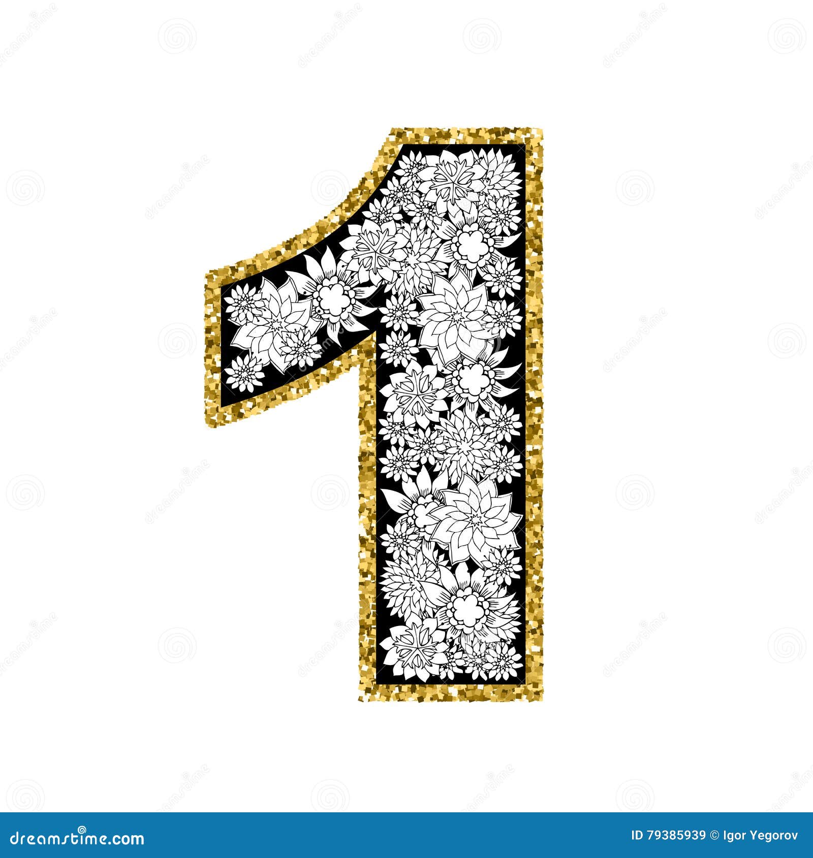 Hand Drawn Alphabet Design. Digit 1 Stock Vector - Illustration of ...