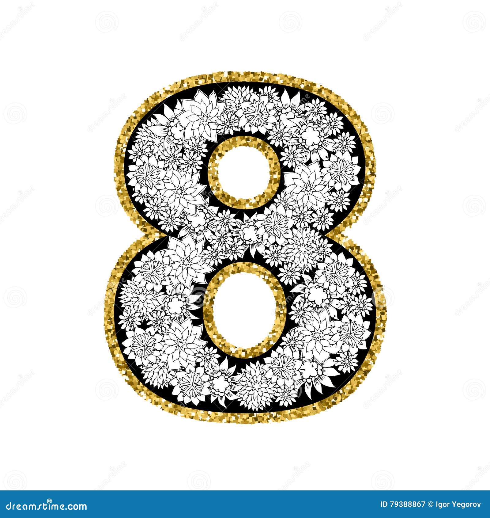 Hand Drawn Alphabet Design. Digit 8 Stock Vector - Illustration of ...