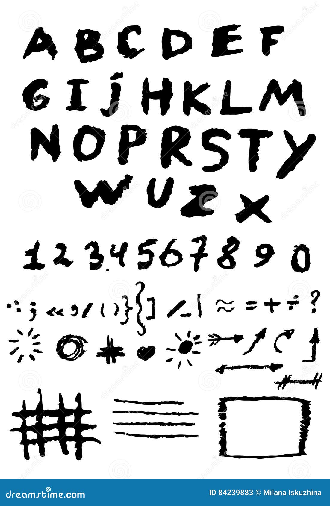 Hand Drawn Alphabet Design, Scratched Style, Horror Style, Stock Vector ...