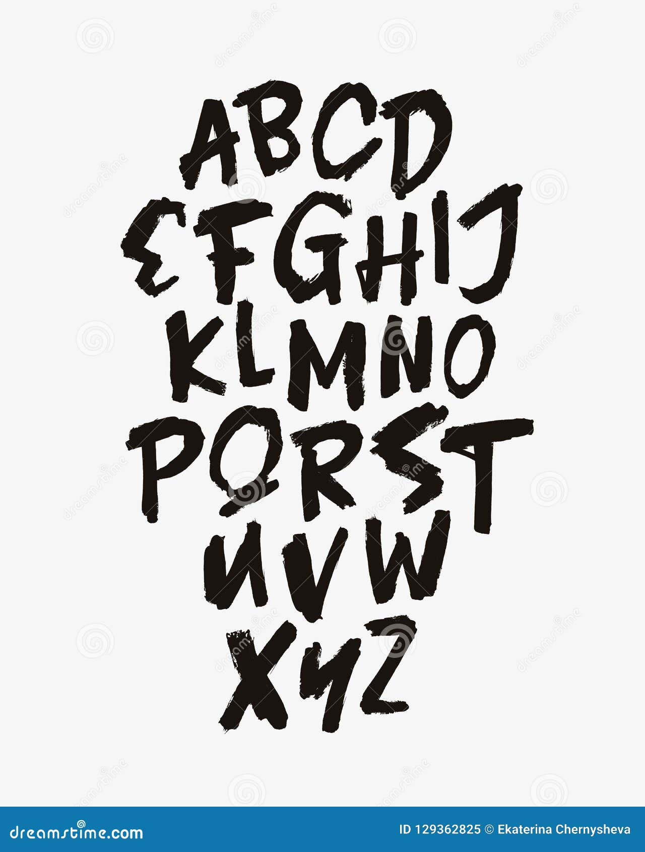 Hand Drawn Alphabet Font. Brush Painted Letters Stock Vector ...