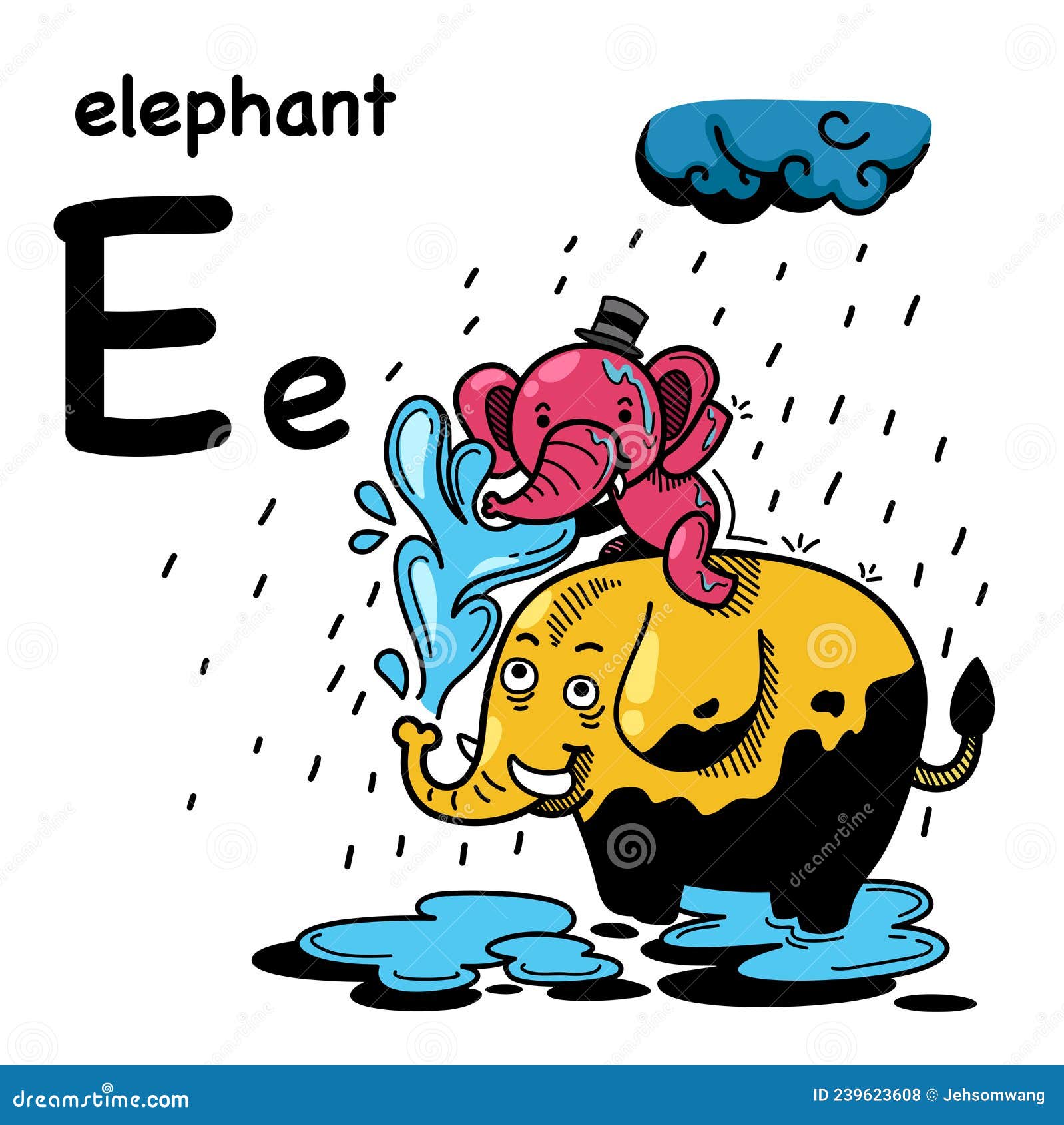 Hand Drawn.Alphabet Letter E-elephant Stock Vector - Illustration of ...