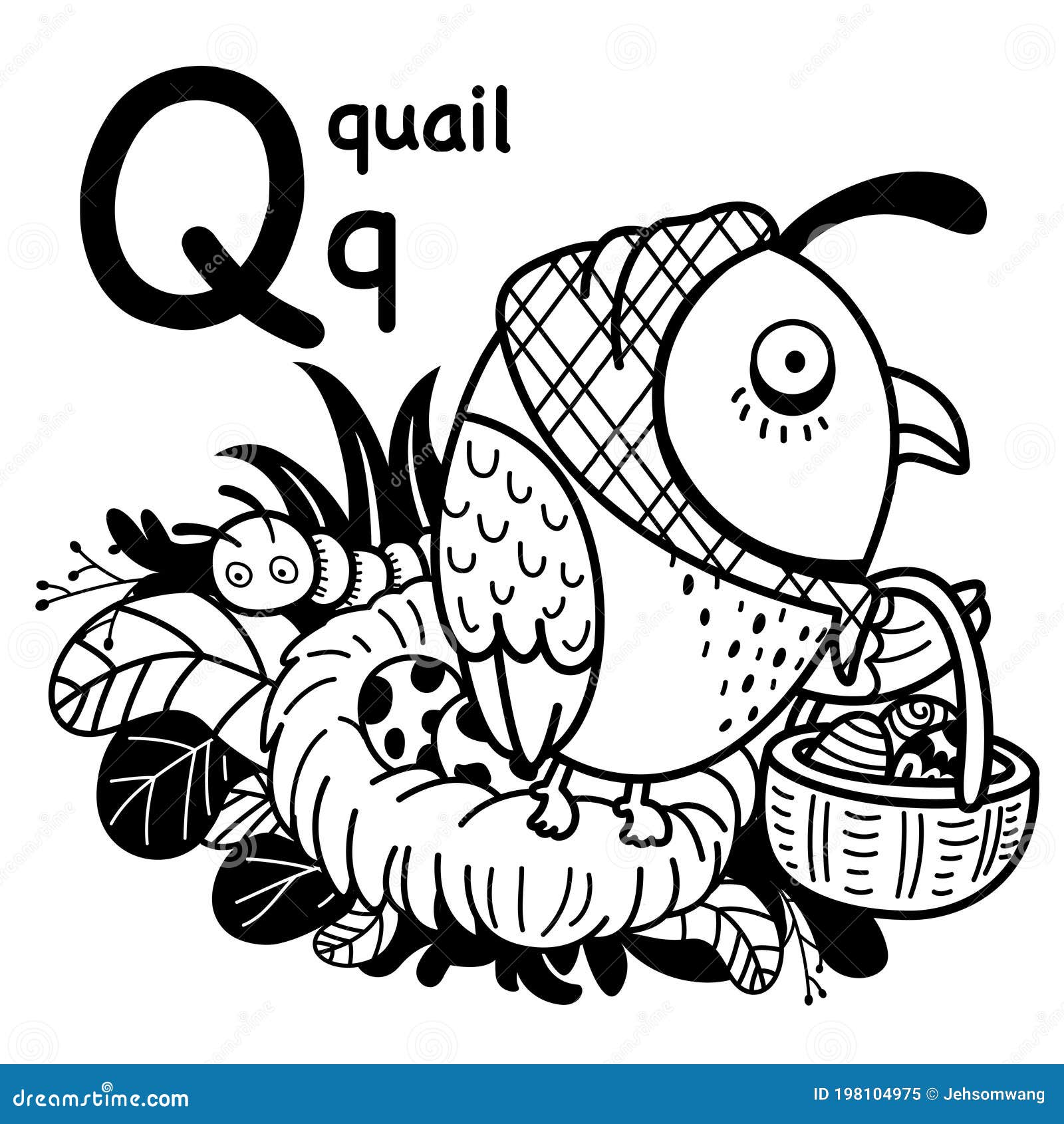 Hand Drawn.Alphabet Letter Q-quail Stock Vector - Illustration of ...