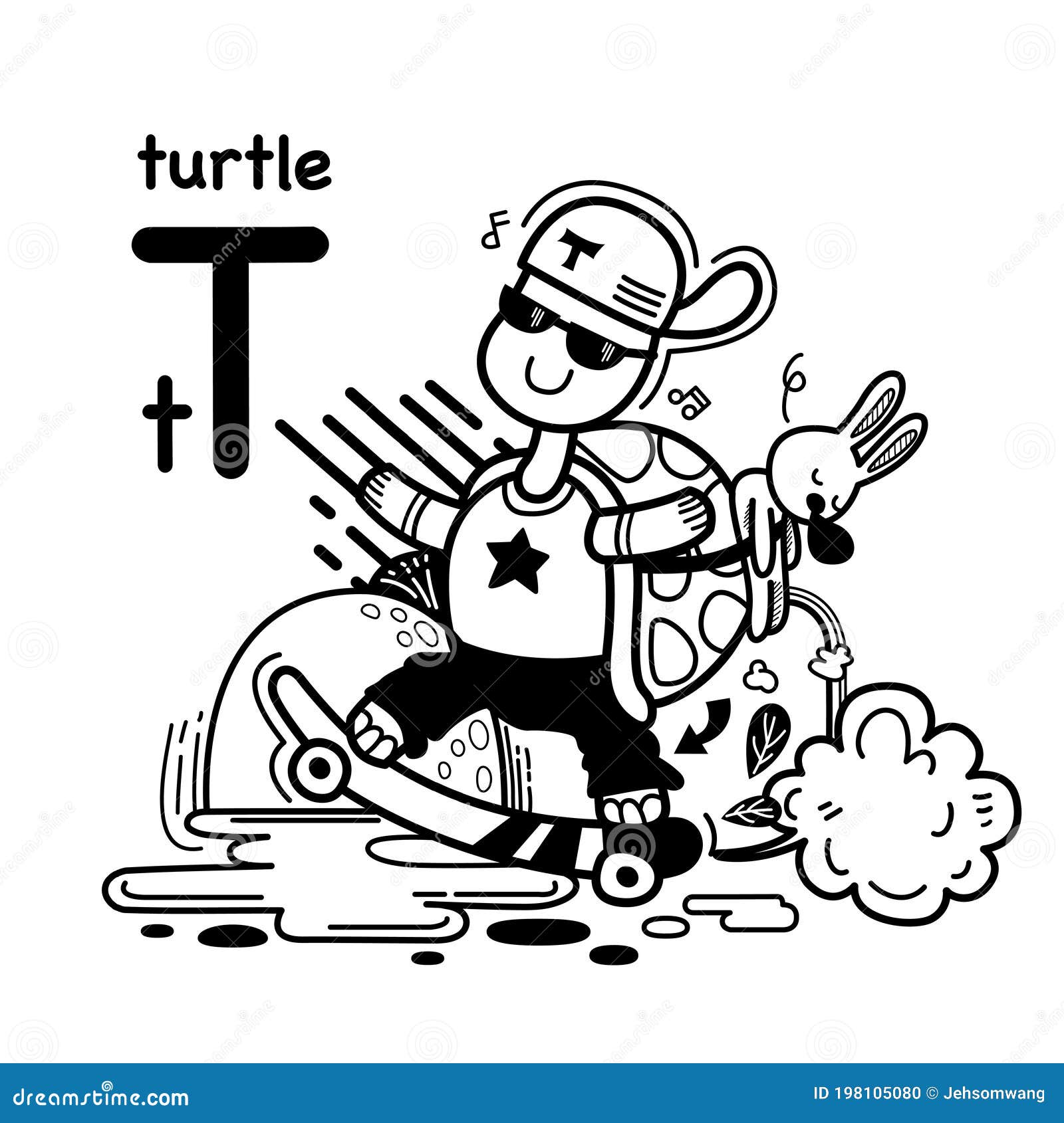 Letter T Is For Turtle Cartoon Alphabet | CartoonDealer.com #109451357