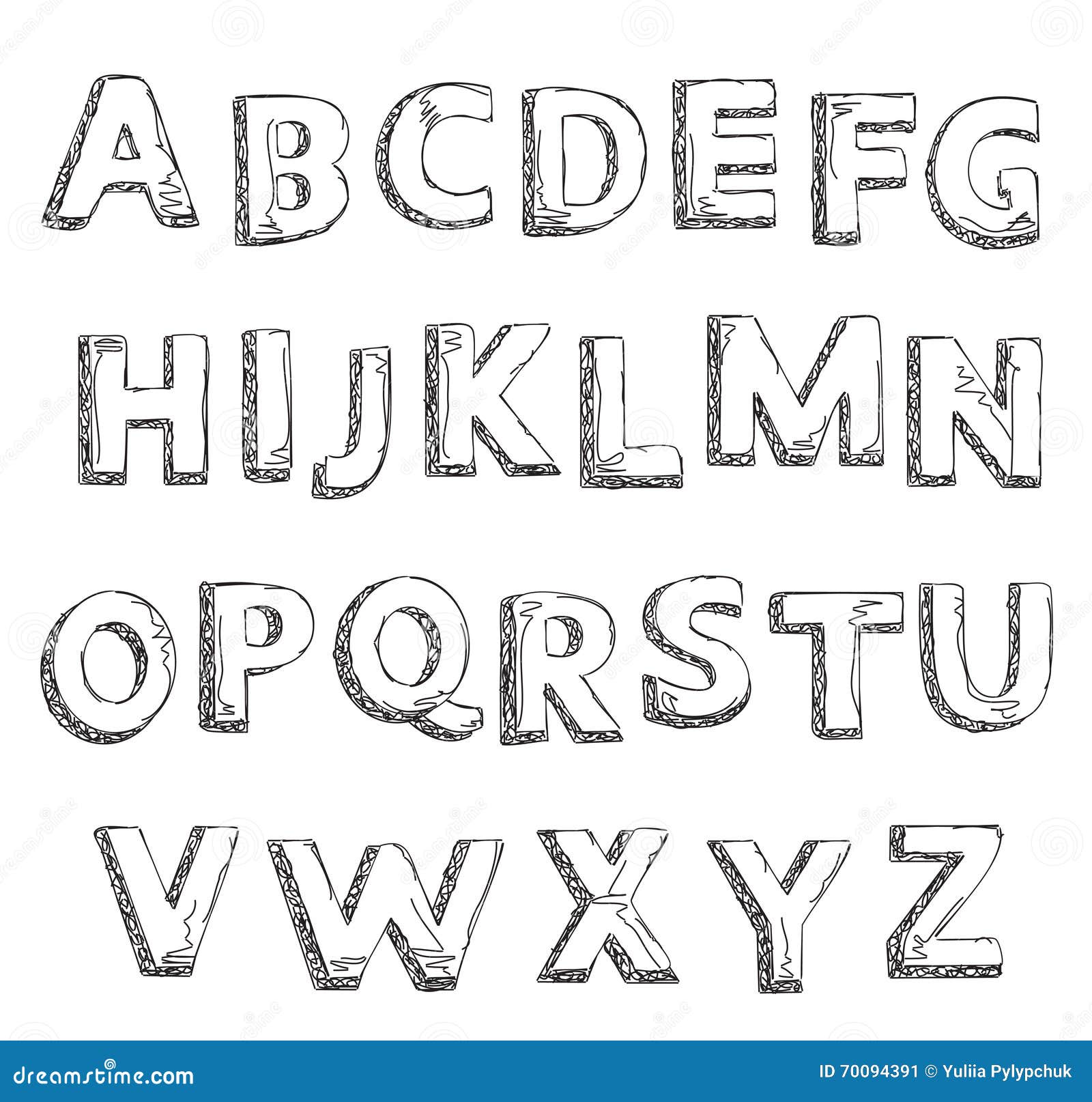 Hand Drawn Alphabet Set. Letters. Stock Vector - Illustration of black ...