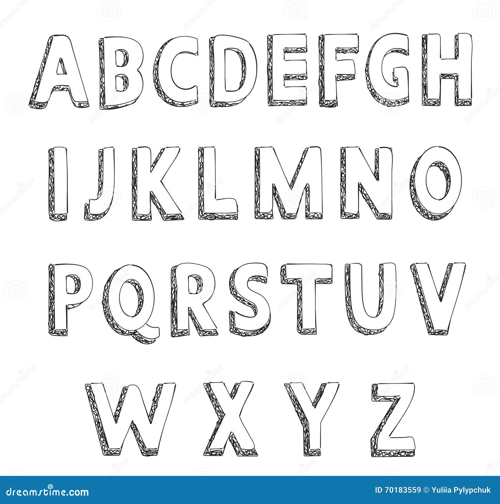Hand Drawn Alphabet Set. Letters. Stock Vector - Illustration of ...