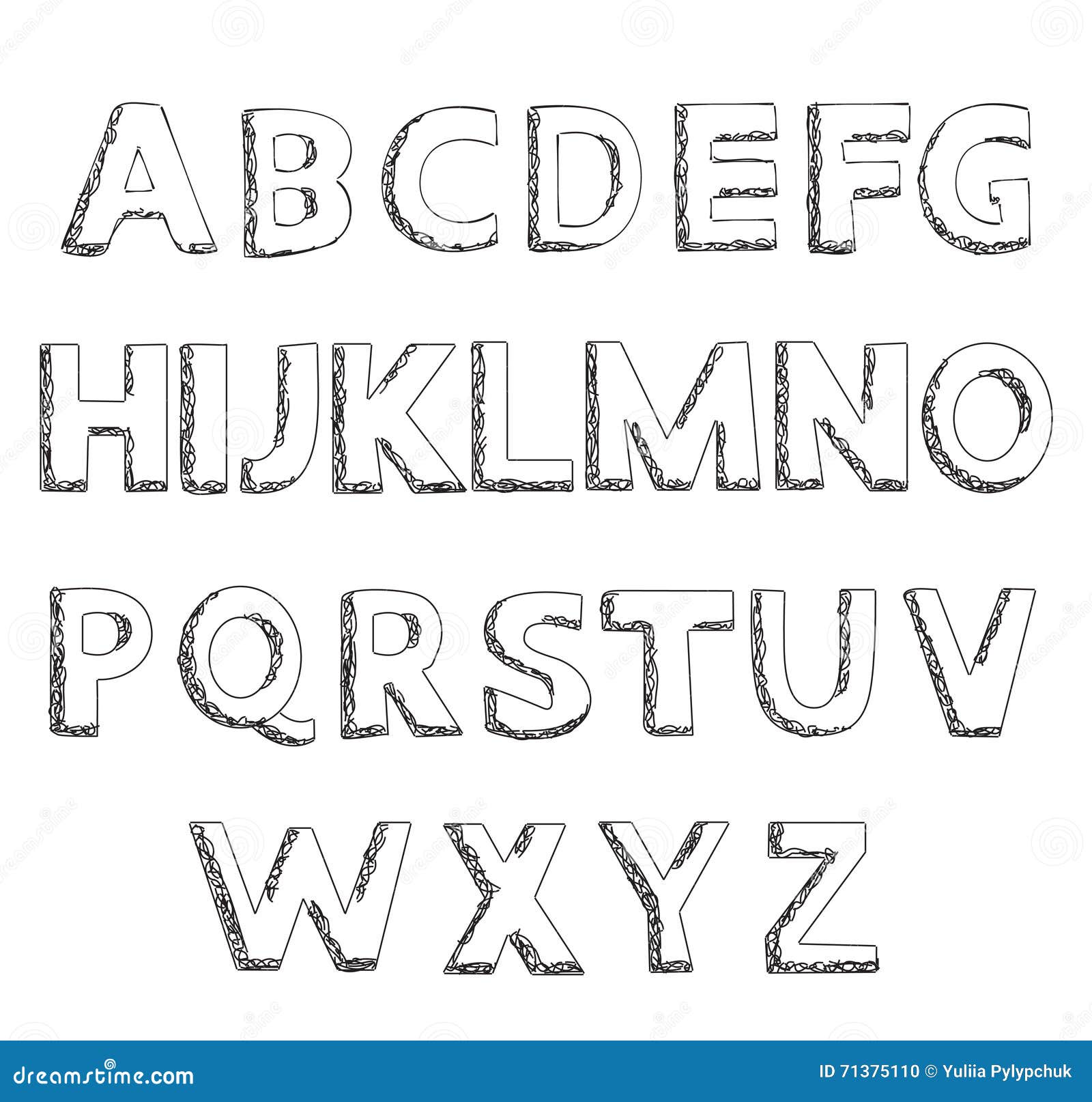 Hand Drawn Alphabet Set. Letters. Stock Vector - Illustration of vector ...