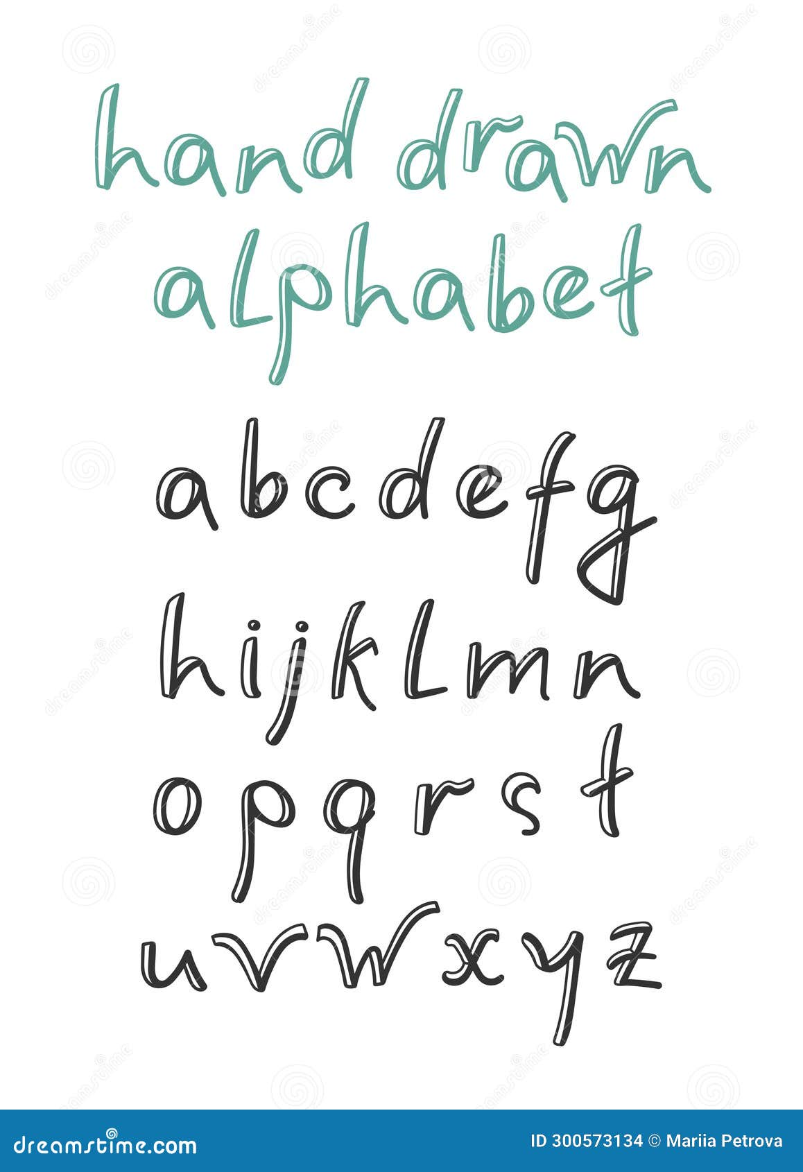 Hand Drawn Alphabet. Simple Hand Drawn Font Stock Vector - Illustration ...