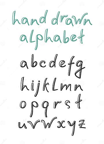 Hand Drawn Alphabet. Simple Hand Drawn Font Stock Vector - Illustration ...