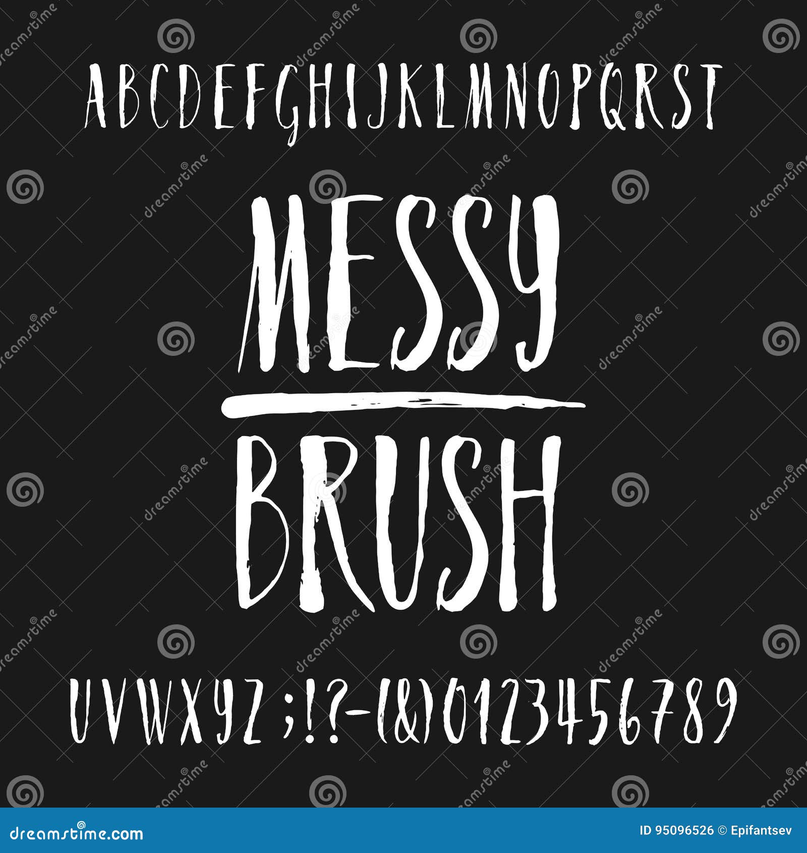 Hand Drawn Alphabet Vector Font. Messy Brush Script Letters and Numbers ...