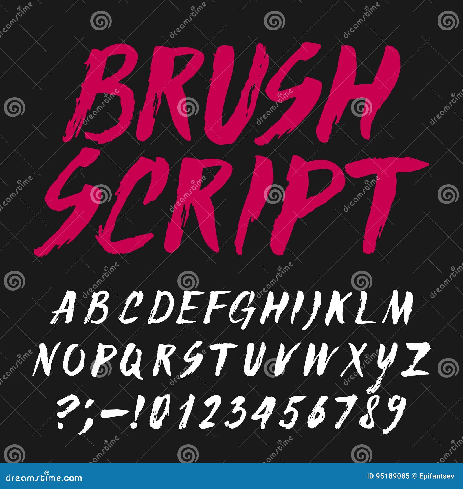 Hand Drawn Alphabet Vector Font. Rough Brush Script Letters. Stock ...