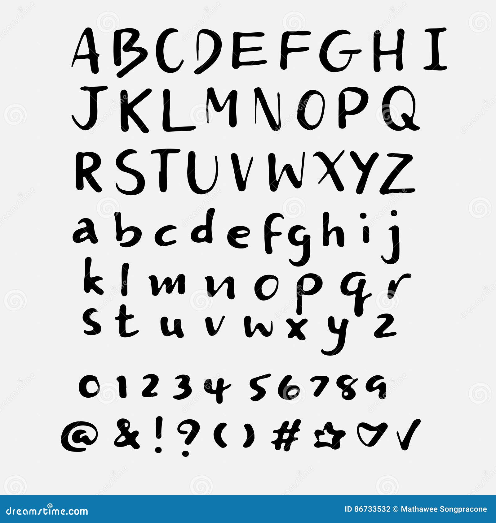 Hand Drawn Alphabet Vector Set Stock Vector - Illustration of brush ...