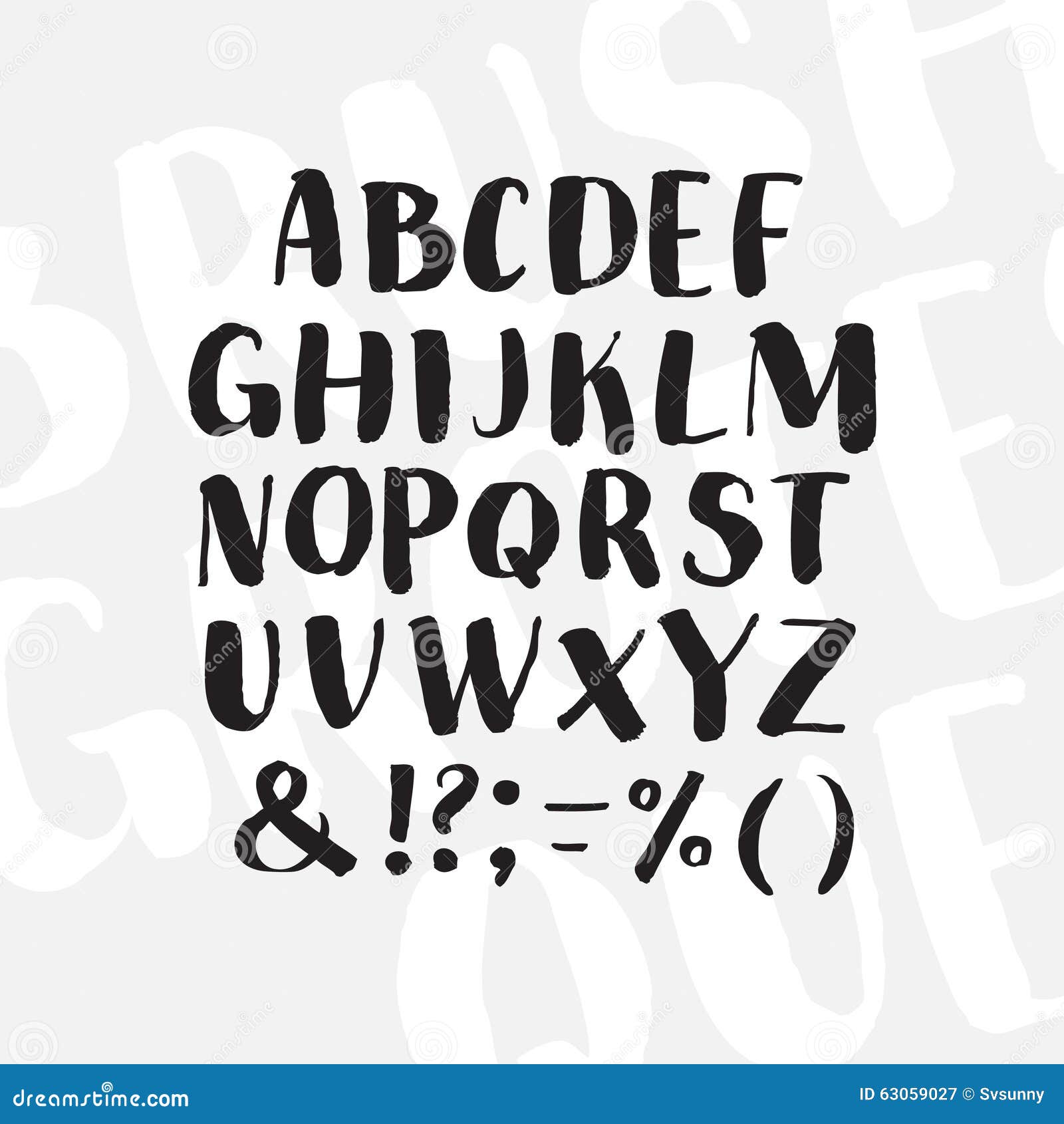 Hand Drawn Alphabet Written with Brush Pen. Stock Vector - Illustration ...