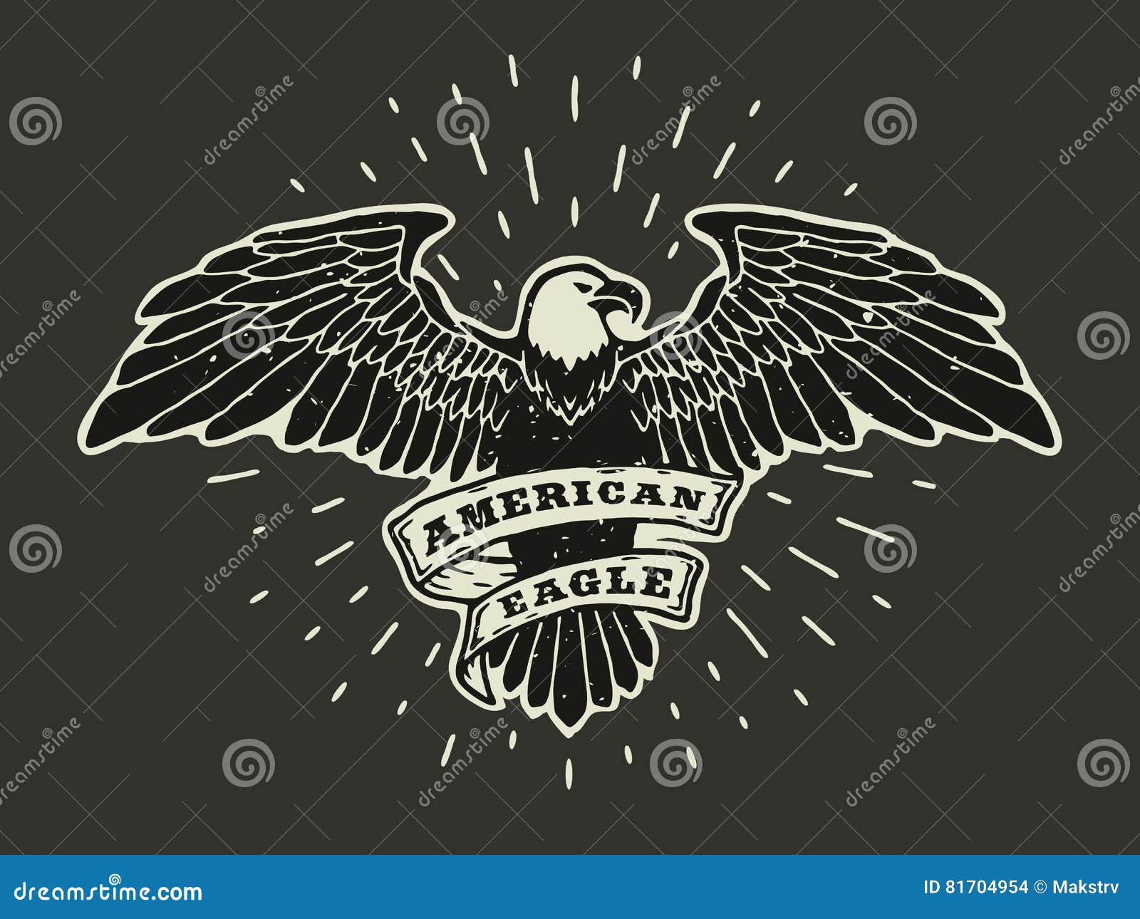 Hand Drawn American Egle. stock vector. Illustration of ribbon - 81704954