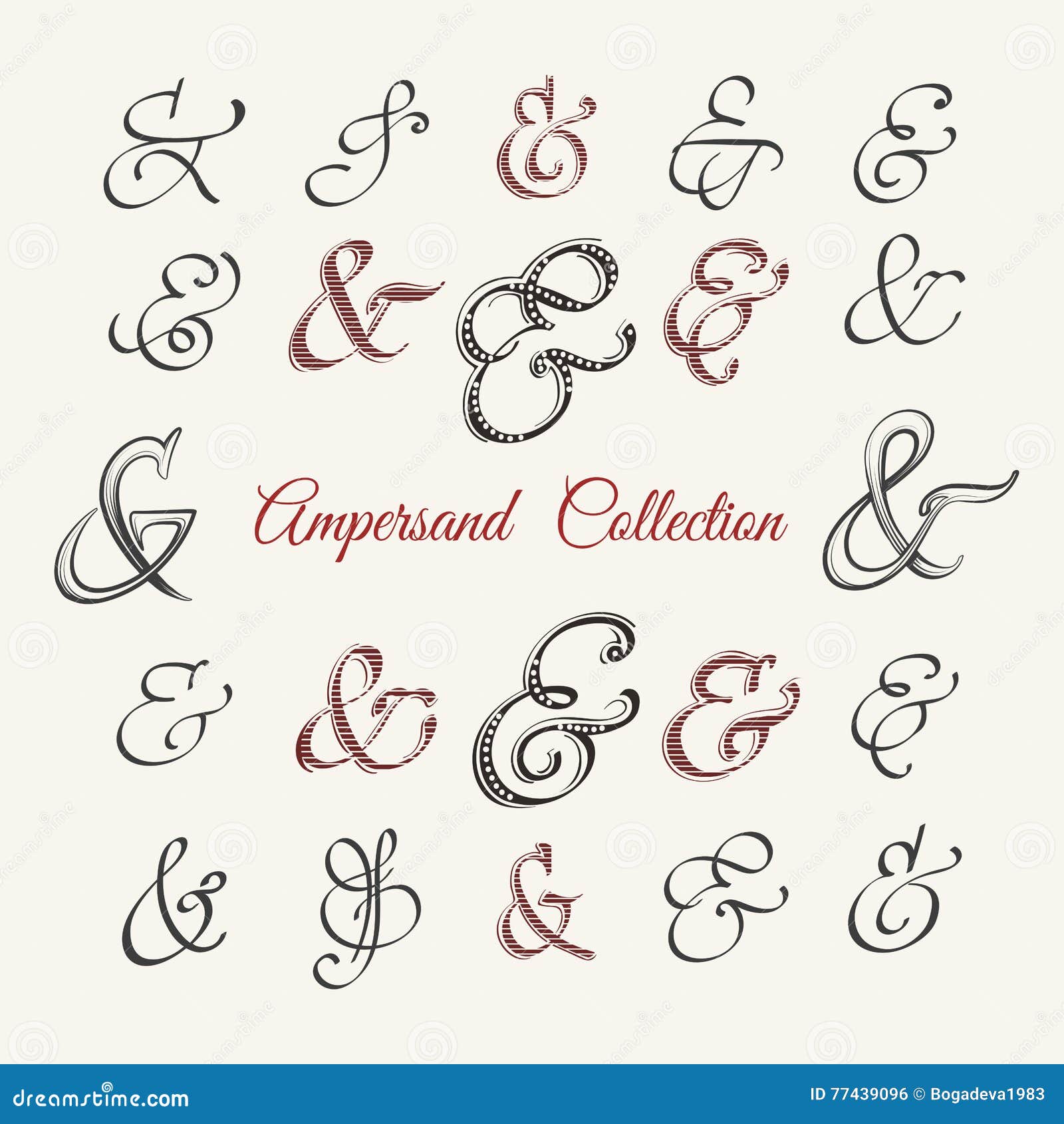 Hand Drawn Ampersand Collection Stock Vector - Illustration of hand ...