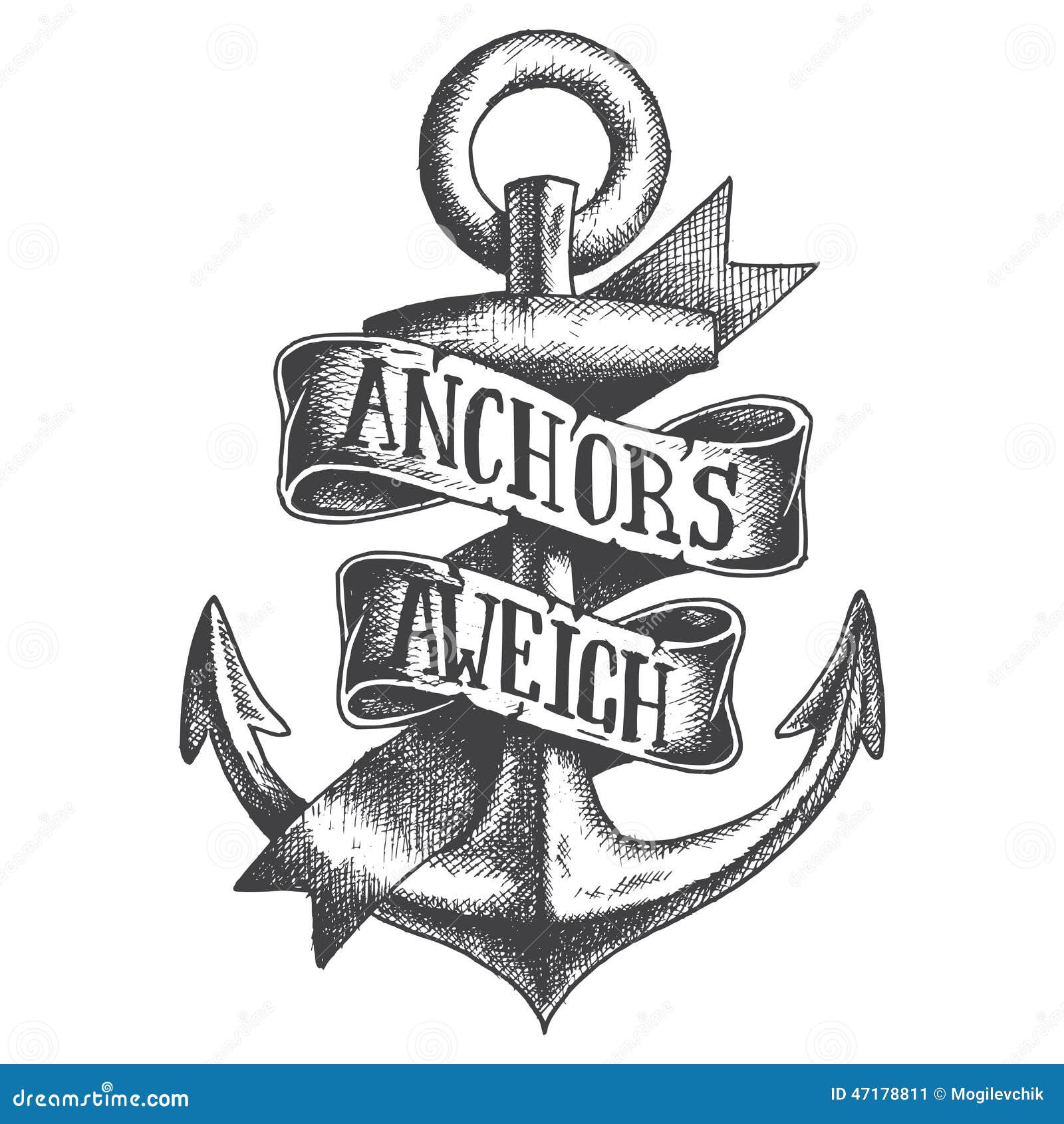 Hand Drawn Anchor stock vector. Illustration of iron - 47178811