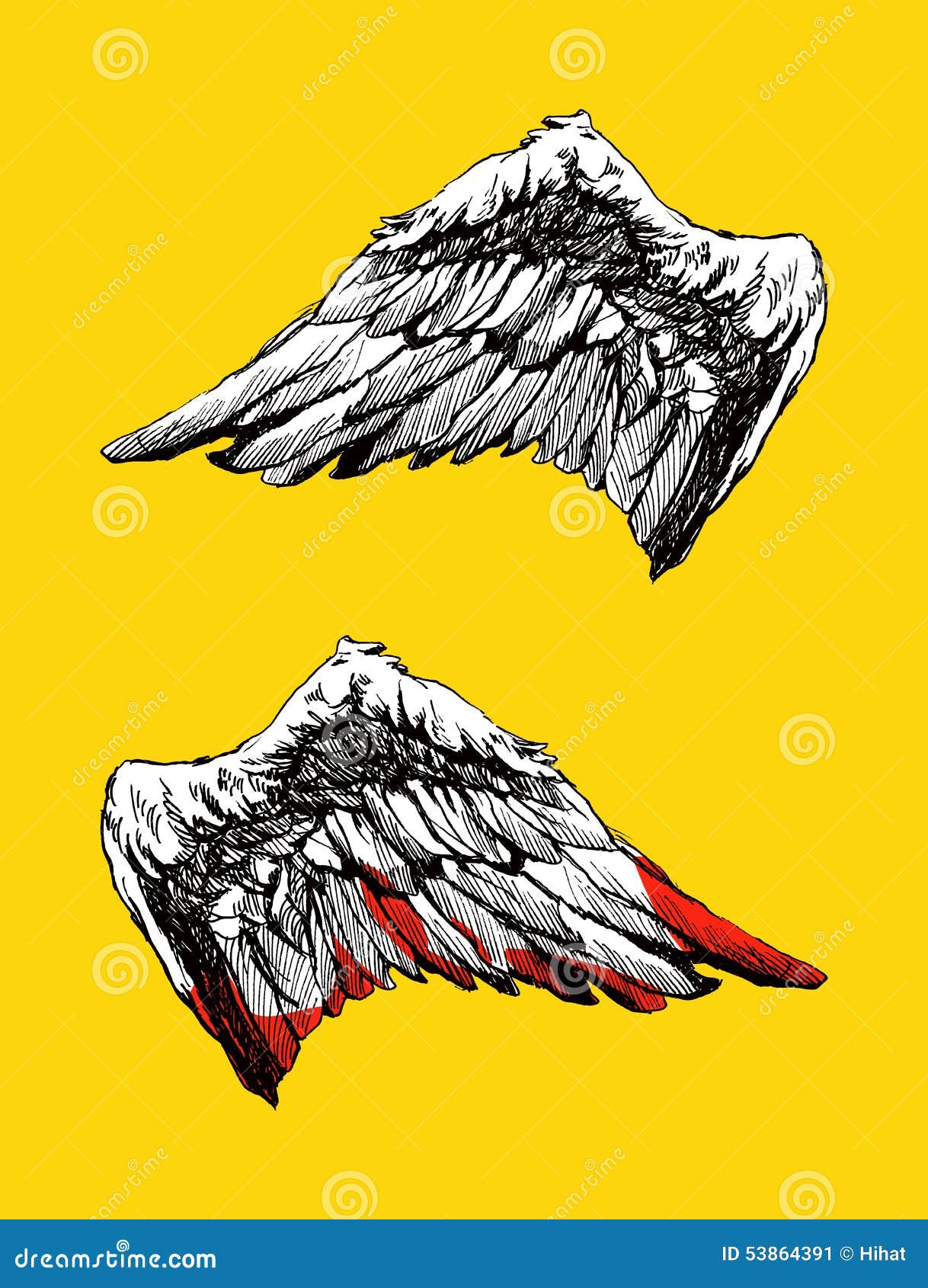 Hand Drawn Angel Wings Vector Stock Vector - Illustration of graphic ...