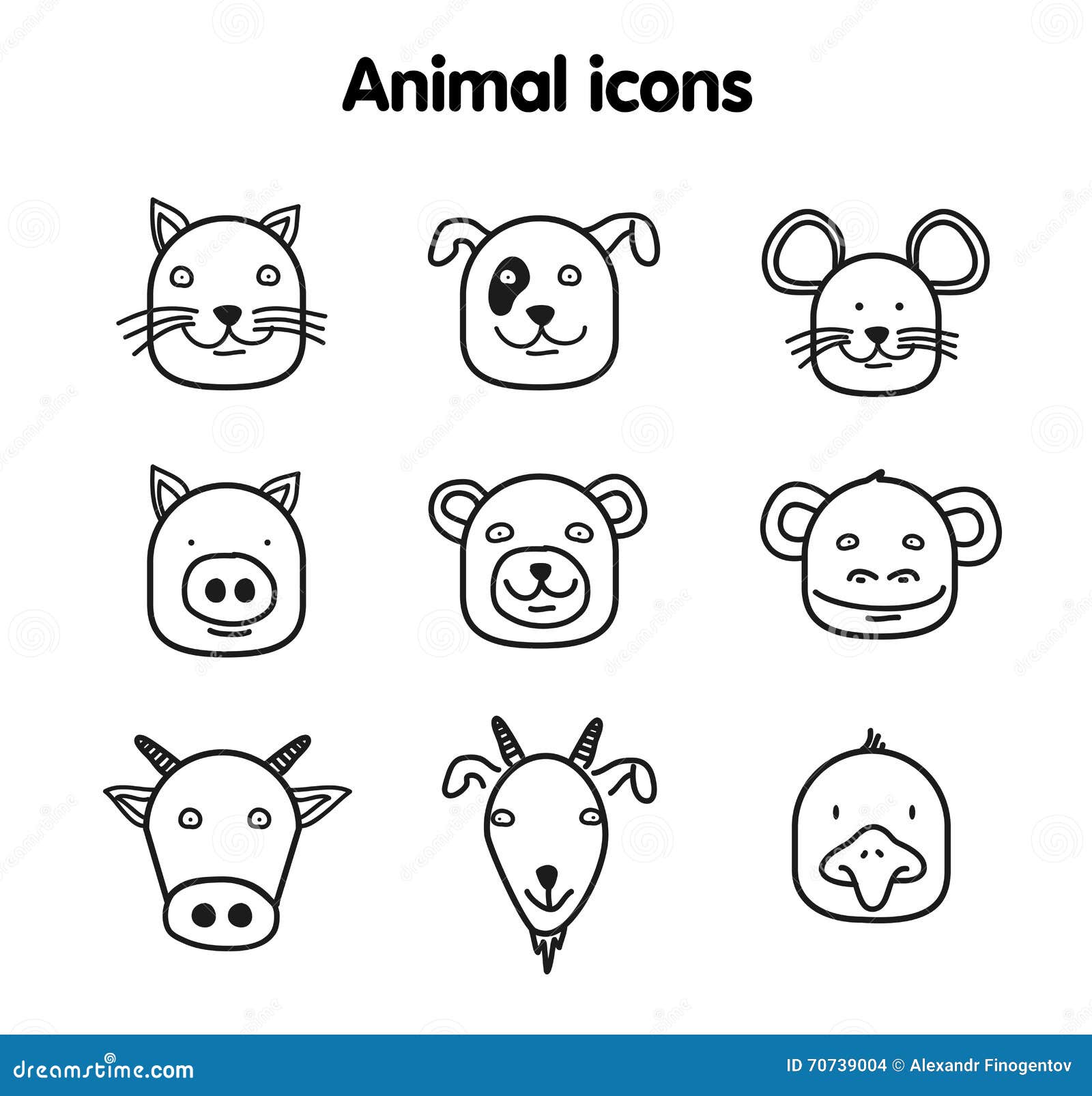 Hand Drawn Animal Illustration - Icons Stock Illustration ...