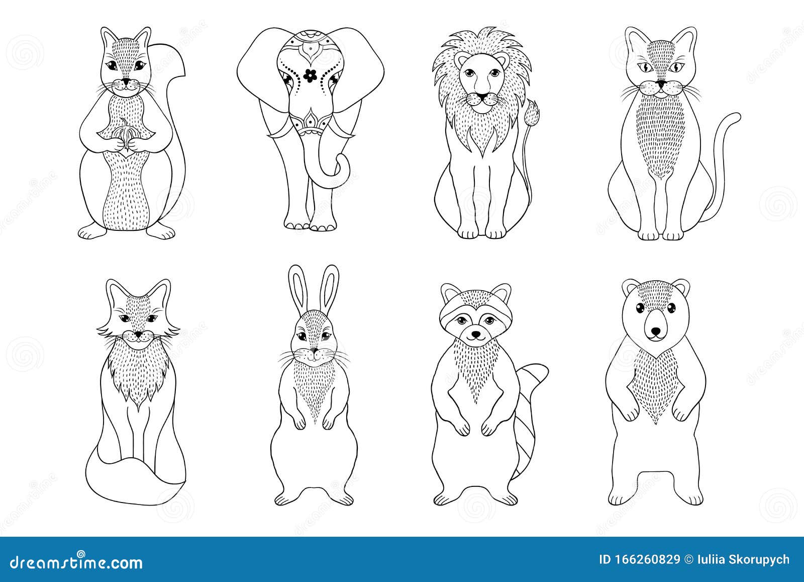 Hand drawn animals stock vector. Illustration of domestic - 166260829