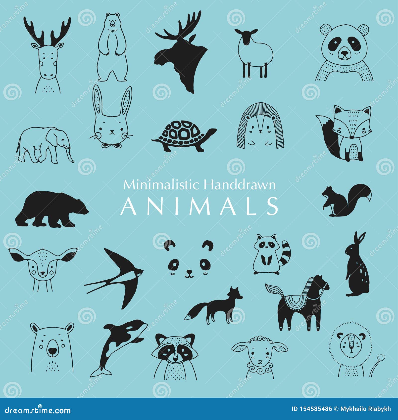 Hand Drawn Animals. Minimalistic Hand Drawn Animals. Animals ...