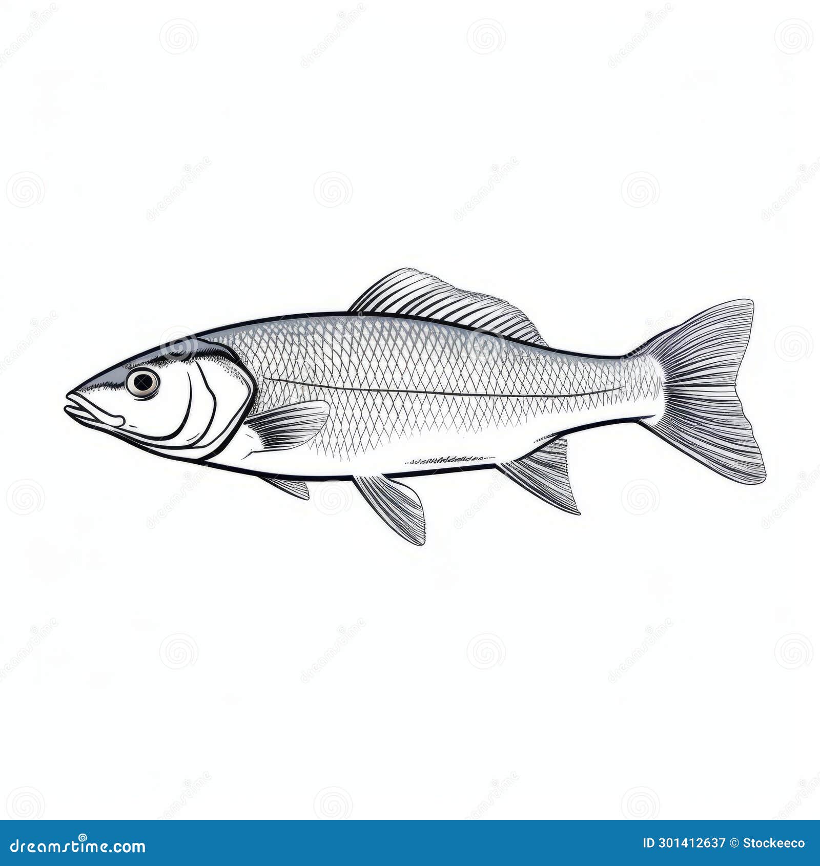 Hand-drawn Animation of a Silver and White Fish Stock Illustration ...