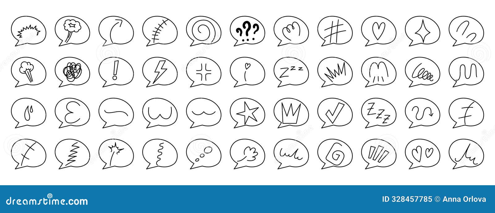 Hand Drawn Anime Manga Design Elements with Speech Bubbles. Manga ...