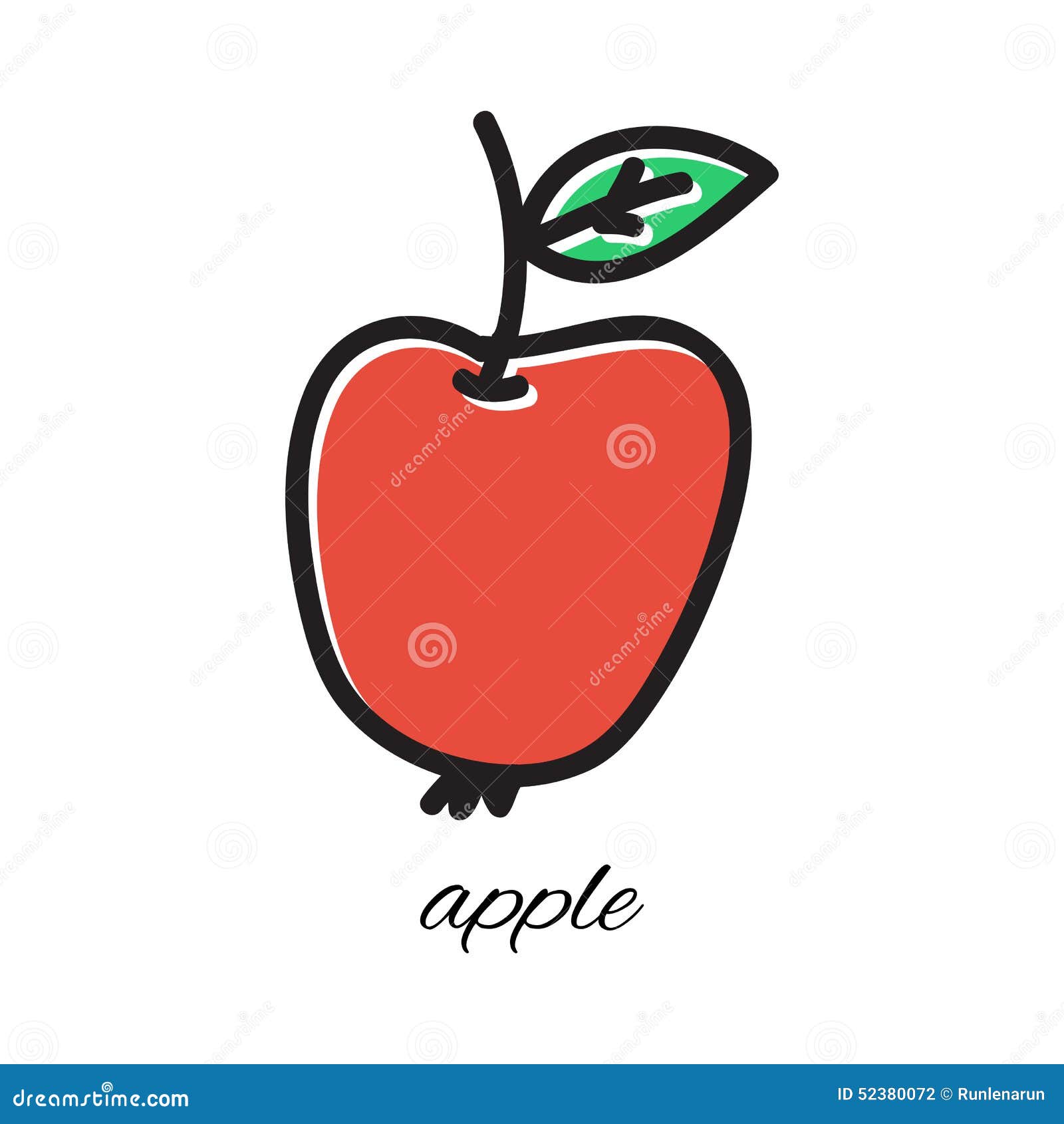 Hand Drawn Apple in Doodle Style. Vector Stock Vector - Illustration of ...