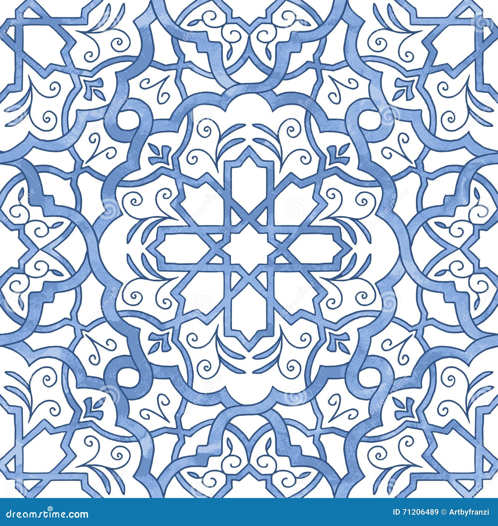 Hand Drawn Arabesque Seamless Pattern Tile Stock Vector - Illustration ...