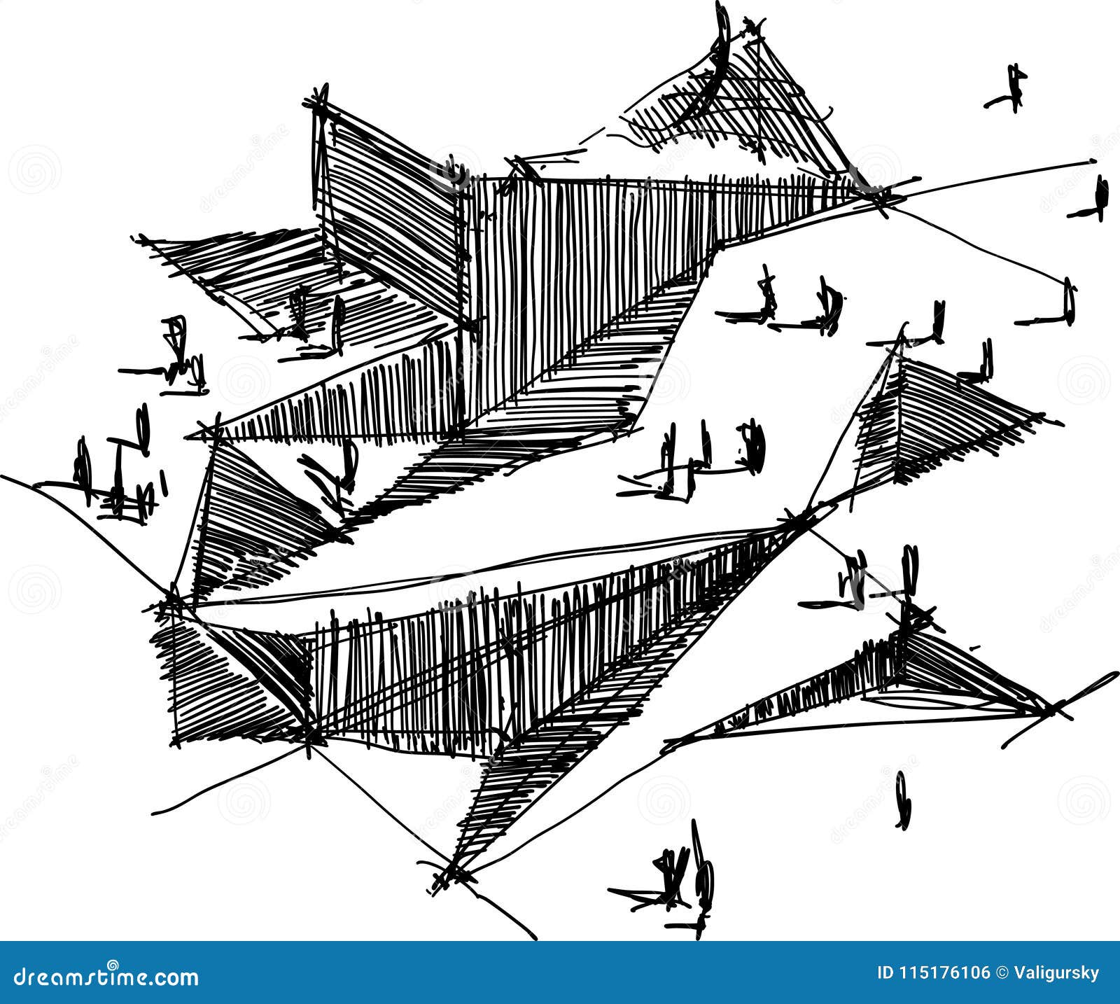 Architectural Sketch Of A Modern Abstract Architecture Vector ...
