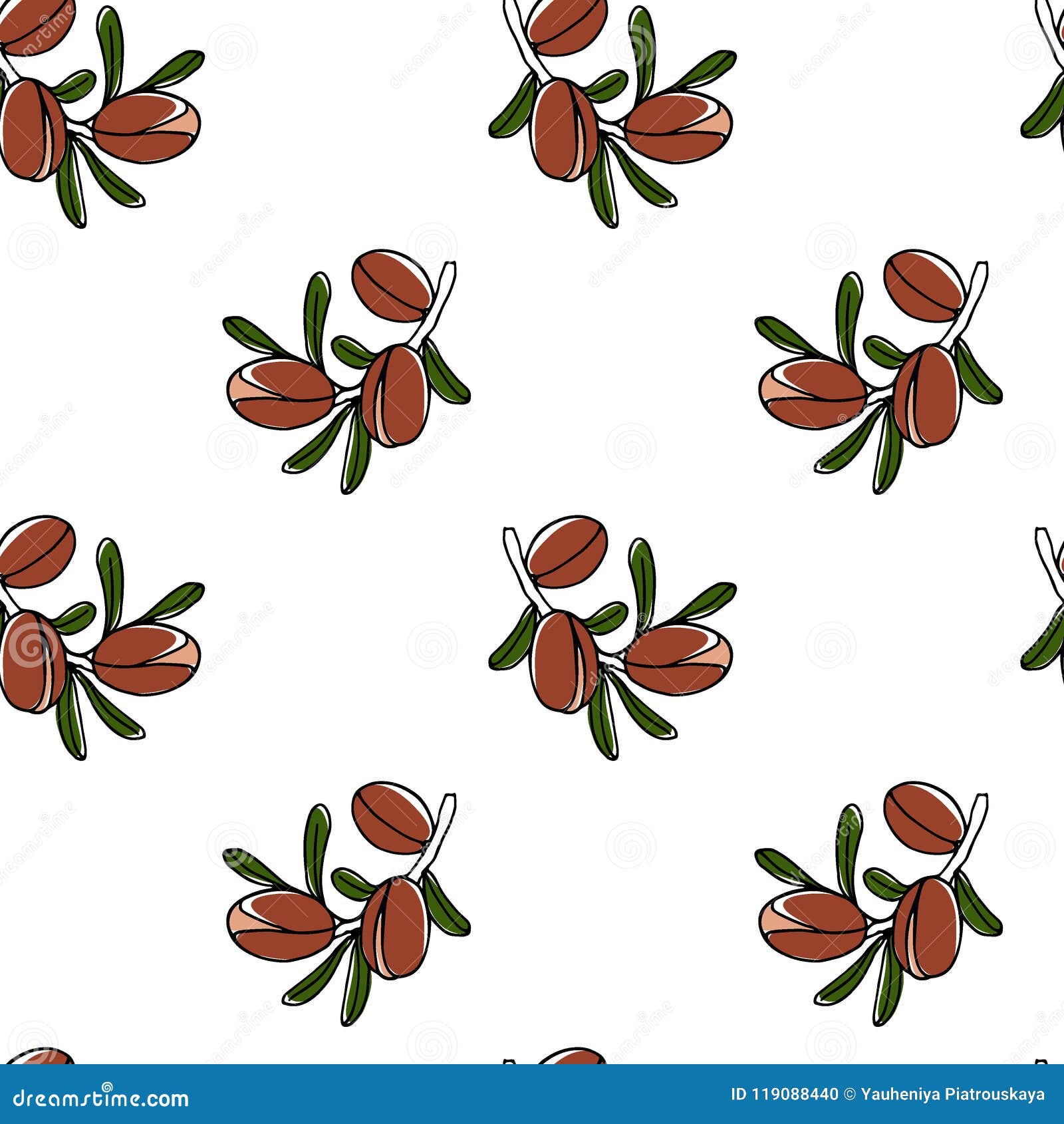 Hand Drawn Argan Tree Pattern Stock Vector - Illustration of graceful ...
