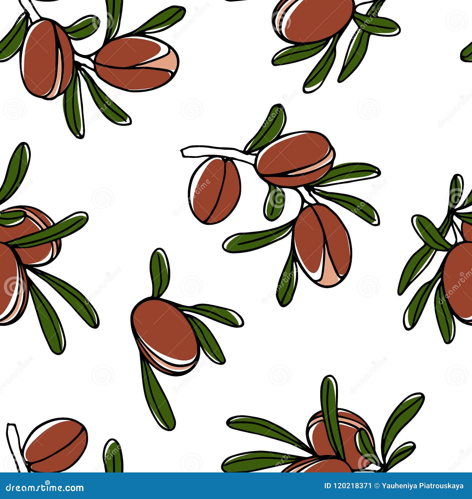 Hand Drawn Argan Tree Pattern Stock Vector - Illustration of food ...