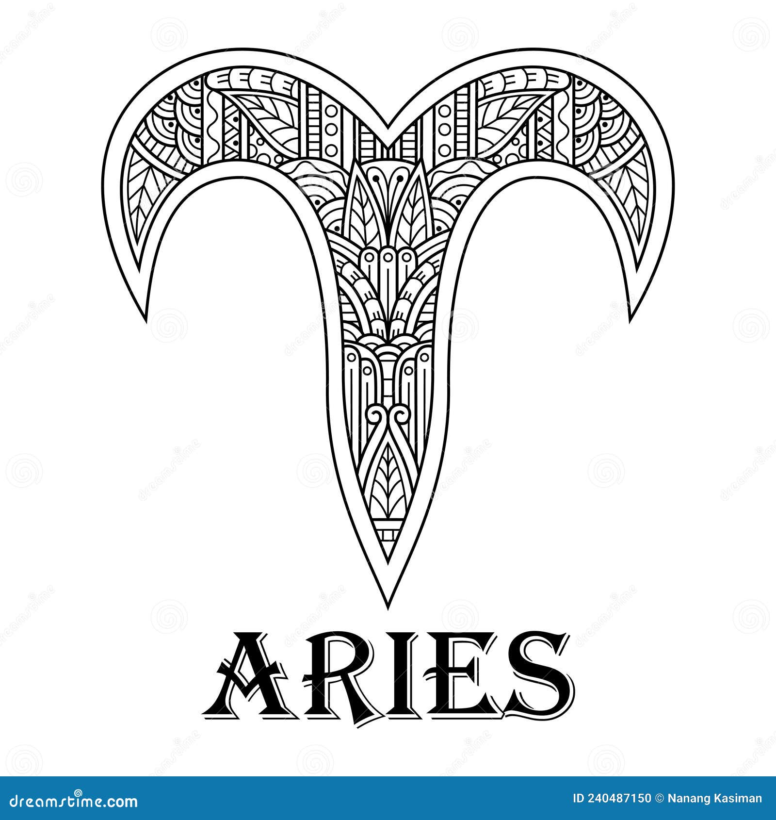 Hand Drawn of Aries in Zentangle Style Stock Vector - Illustration of ...