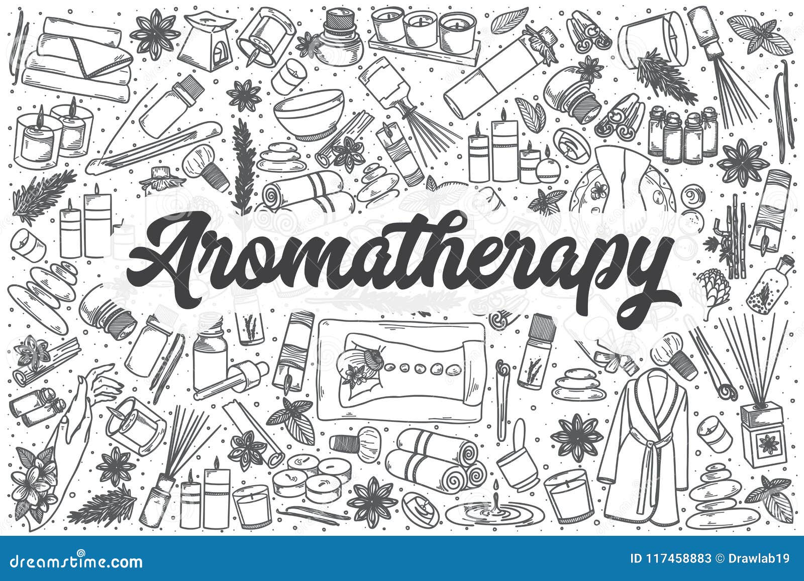 Hand Drawn Aromatherapy Vector Doodle Set. Stock Vector - Illustration ...