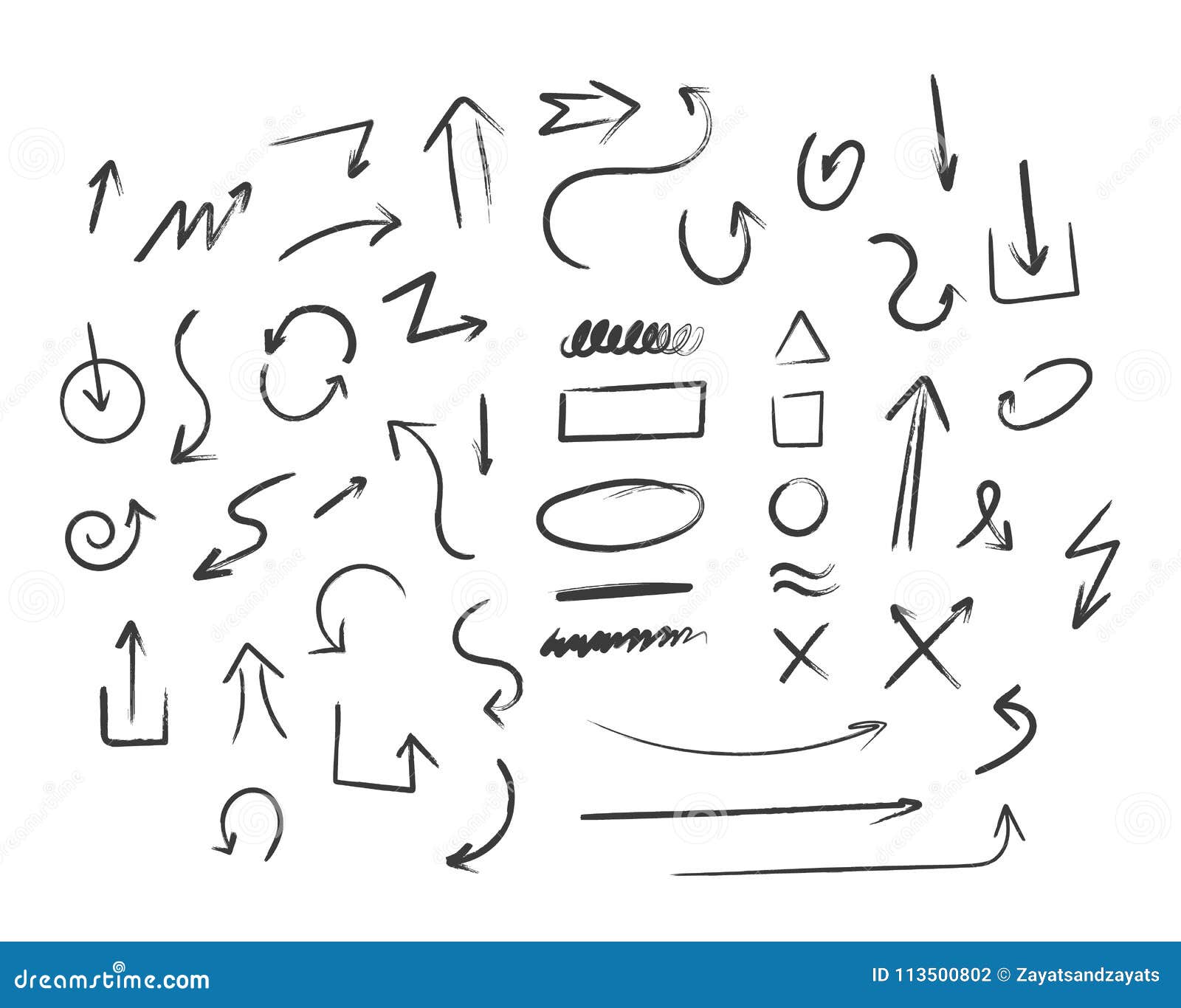 Hand Drawn Aroows stock vector. Illustration of shape - 113500802