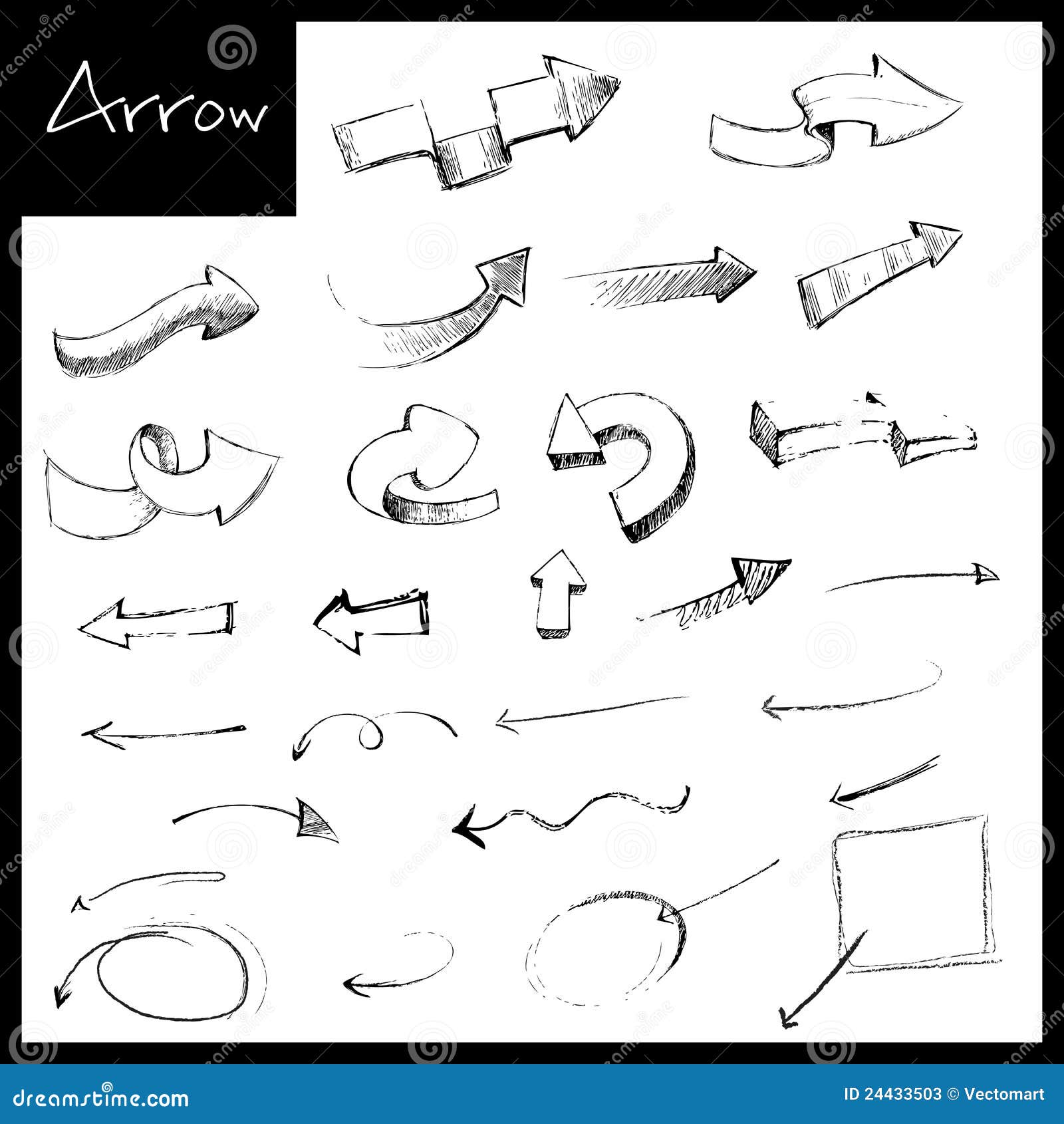 Hand Drawn Arrow stock vector. Illustration of hand, icon - 24433503