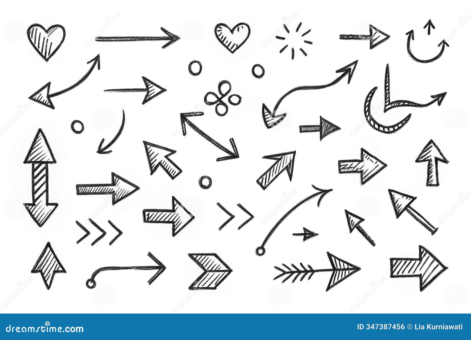 Hand-drawn Arrow Collection Various Styles, Shapes, and Sizes Stock ...