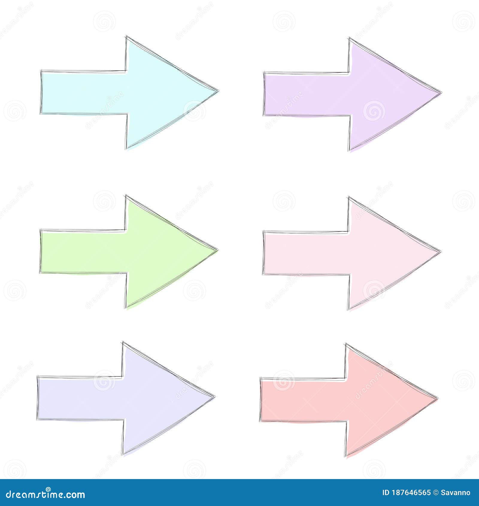 Hand Drawn Arrow. Colored Simple Doodles Stock Vector - Illustration of ...