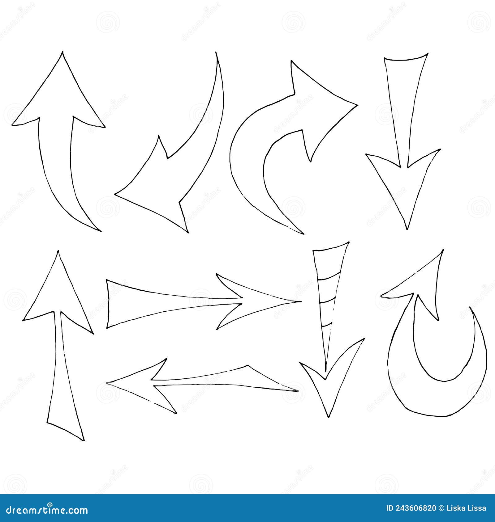 Hand Drawn Arrow Illustration Collection. Stock Illustration ...