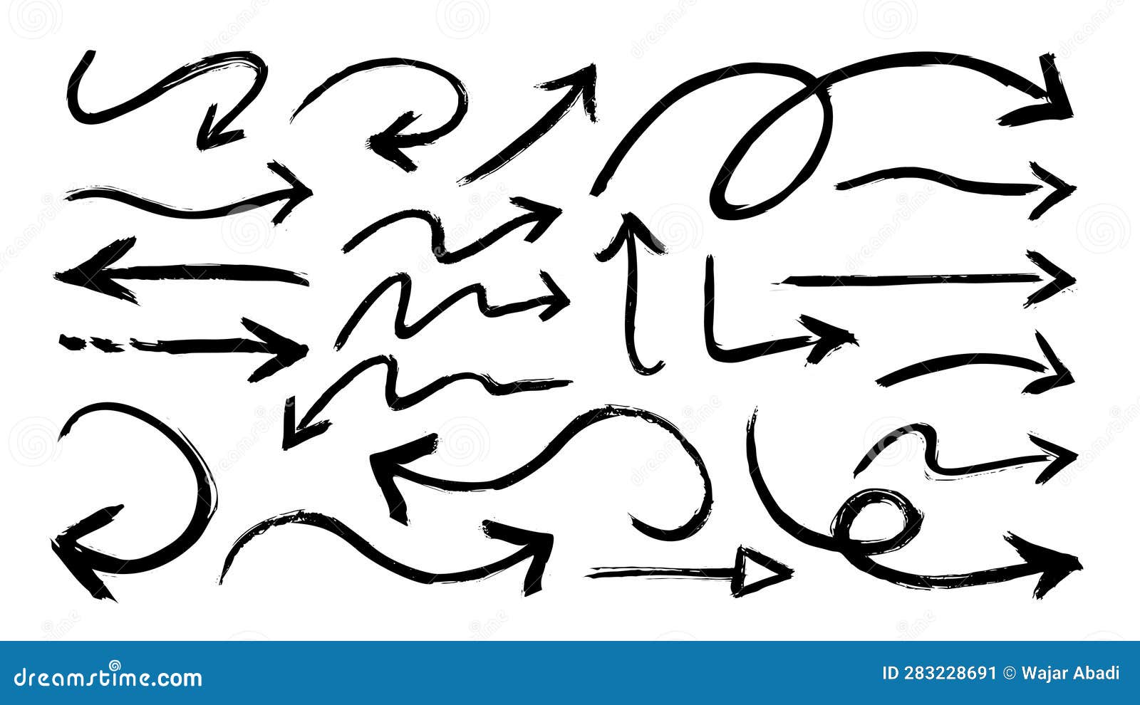 Hand Drawn Arrow Illustration Set Stock Vector - Illustration of next ...