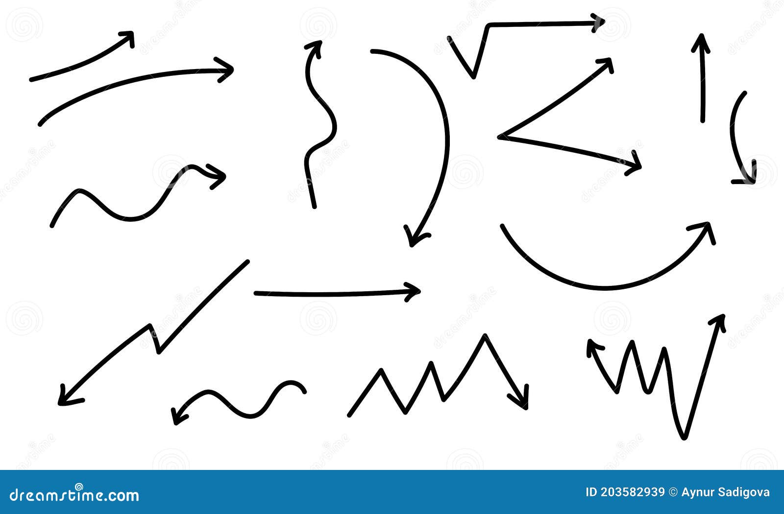 Hand Drawn Arrow Mark Icons Vector. Arrow Set Stock Vector ...